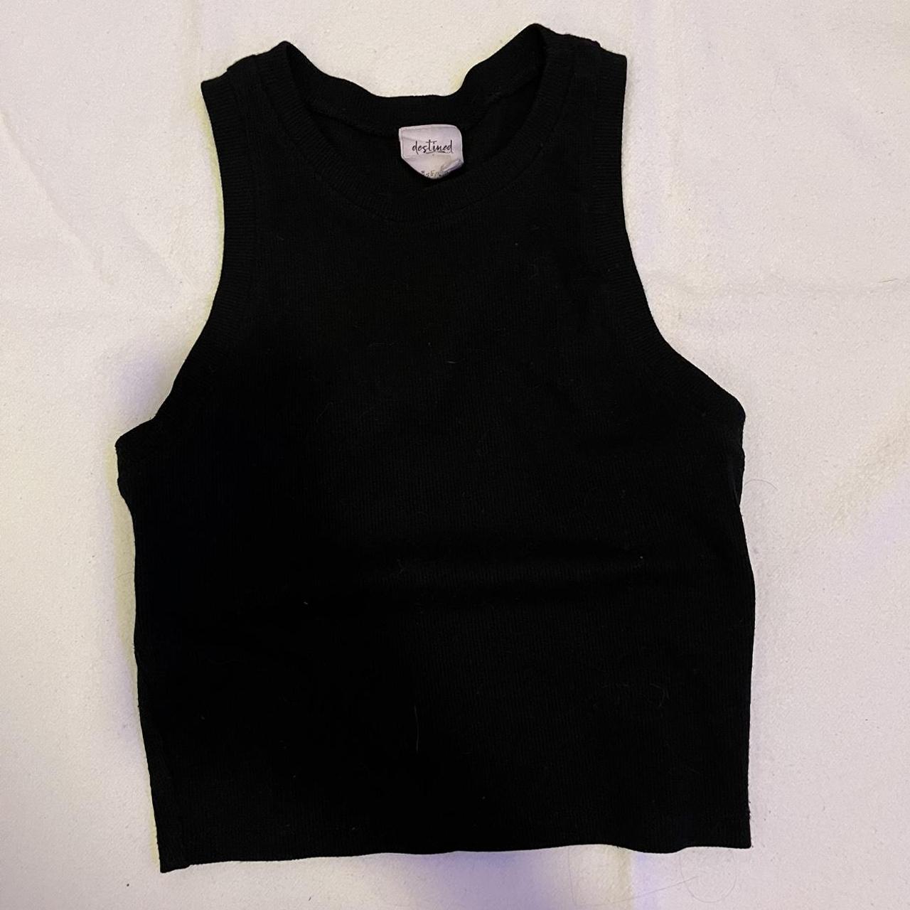 Ribbed black cropped tank Size M but is stretchy so... - Depop
