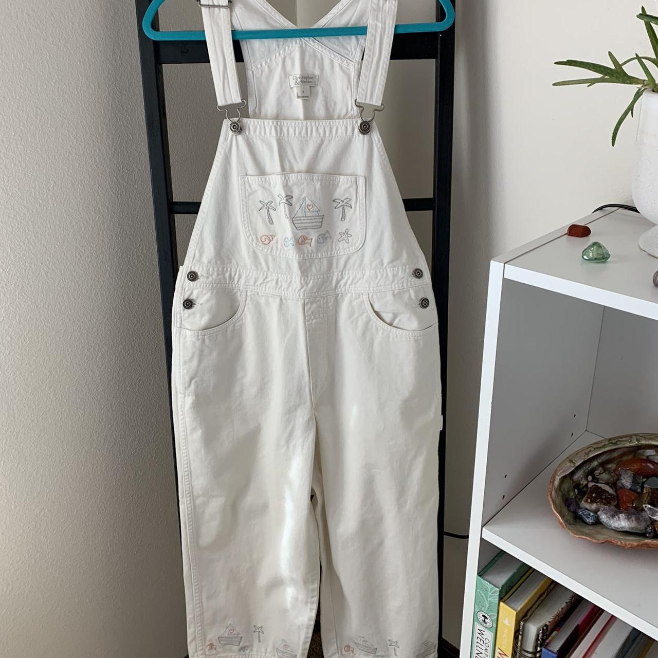 Christopher & Banks Women's White Dungarees-overalls | Depop