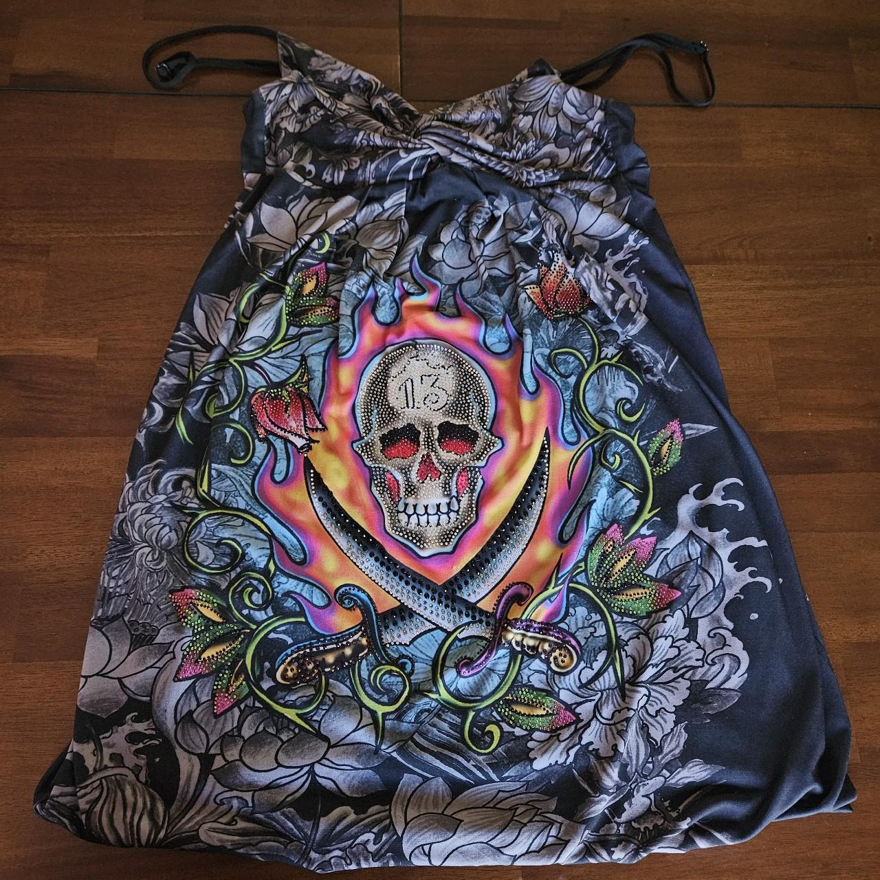 RARE ED HARDY by christian audigier Dress Skull 13... - Depop