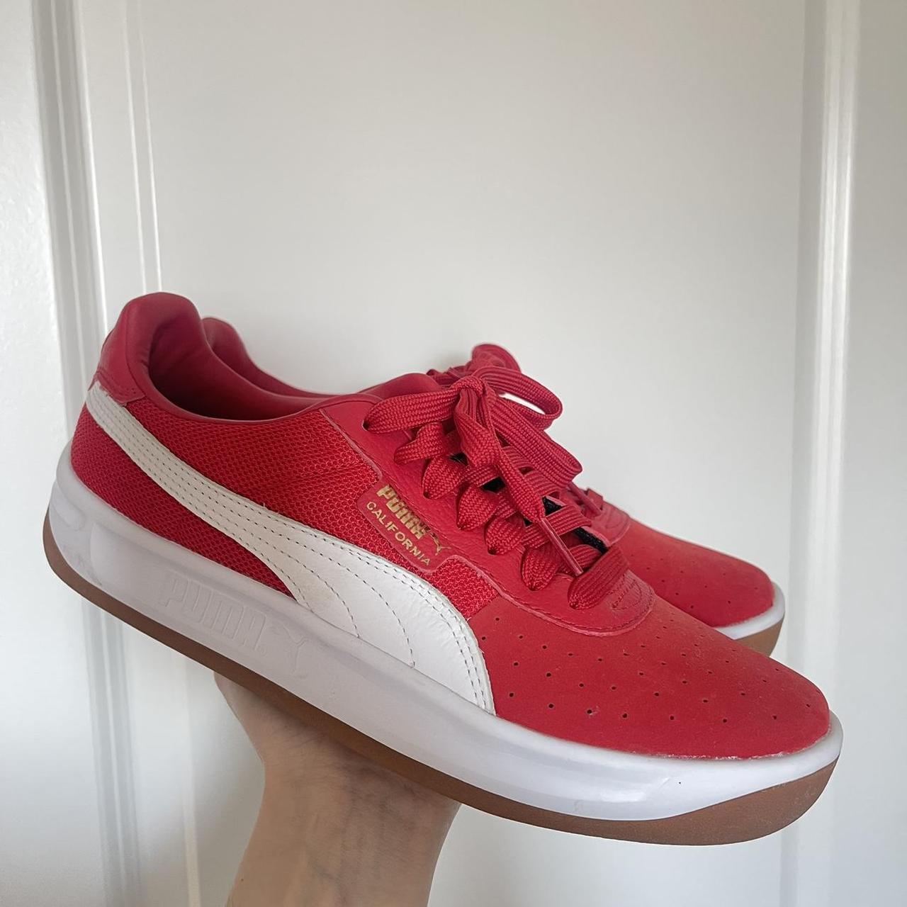 New Red Puma Sneakers Court tennis shoes Size 8... - Depop