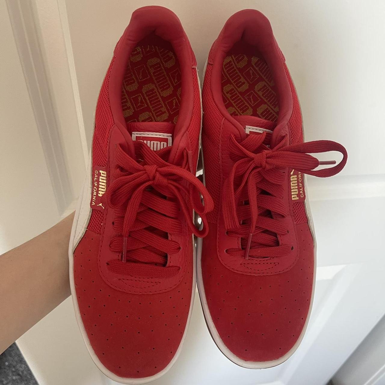 New Red Puma Sneakers Court tennis shoes Size 8... - Depop