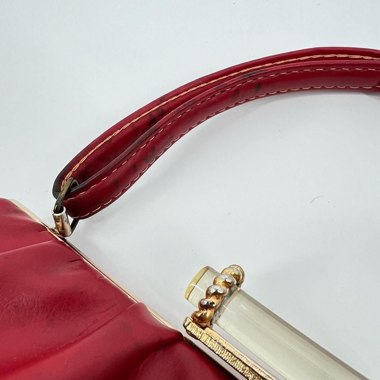 Vintage 50s 60 women's Dover style brick red handbag... - Depop