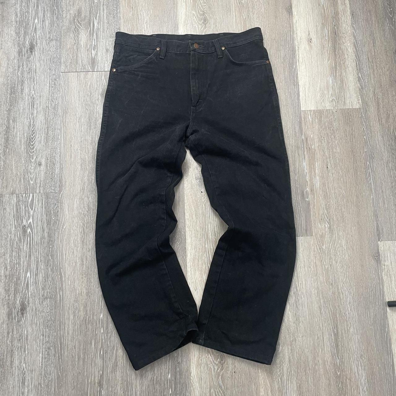 Black wrangler rancher jeans modern broken twill... - Depop