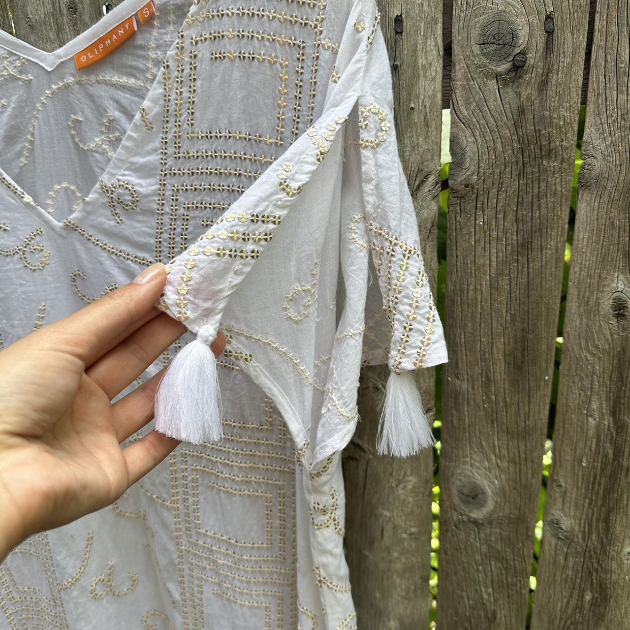 Oliphant 100% cotton dress with sequin and tassels - Depop