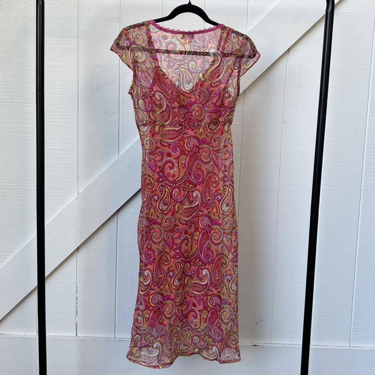 Wanted Pink Paisley Midi Dress *tagged as size... - Depop