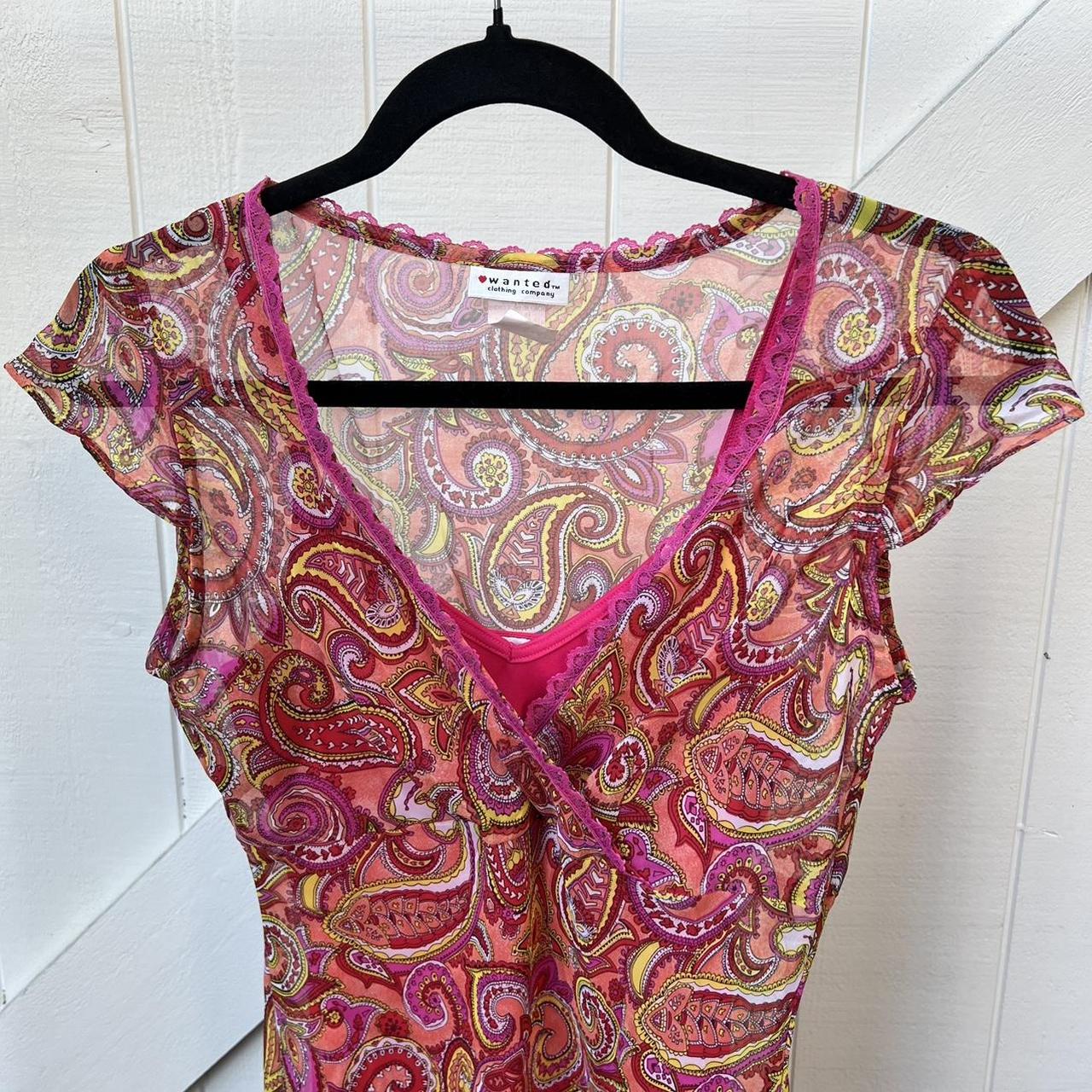 Wanted Pink Paisley Midi Dress *tagged as size... - Depop