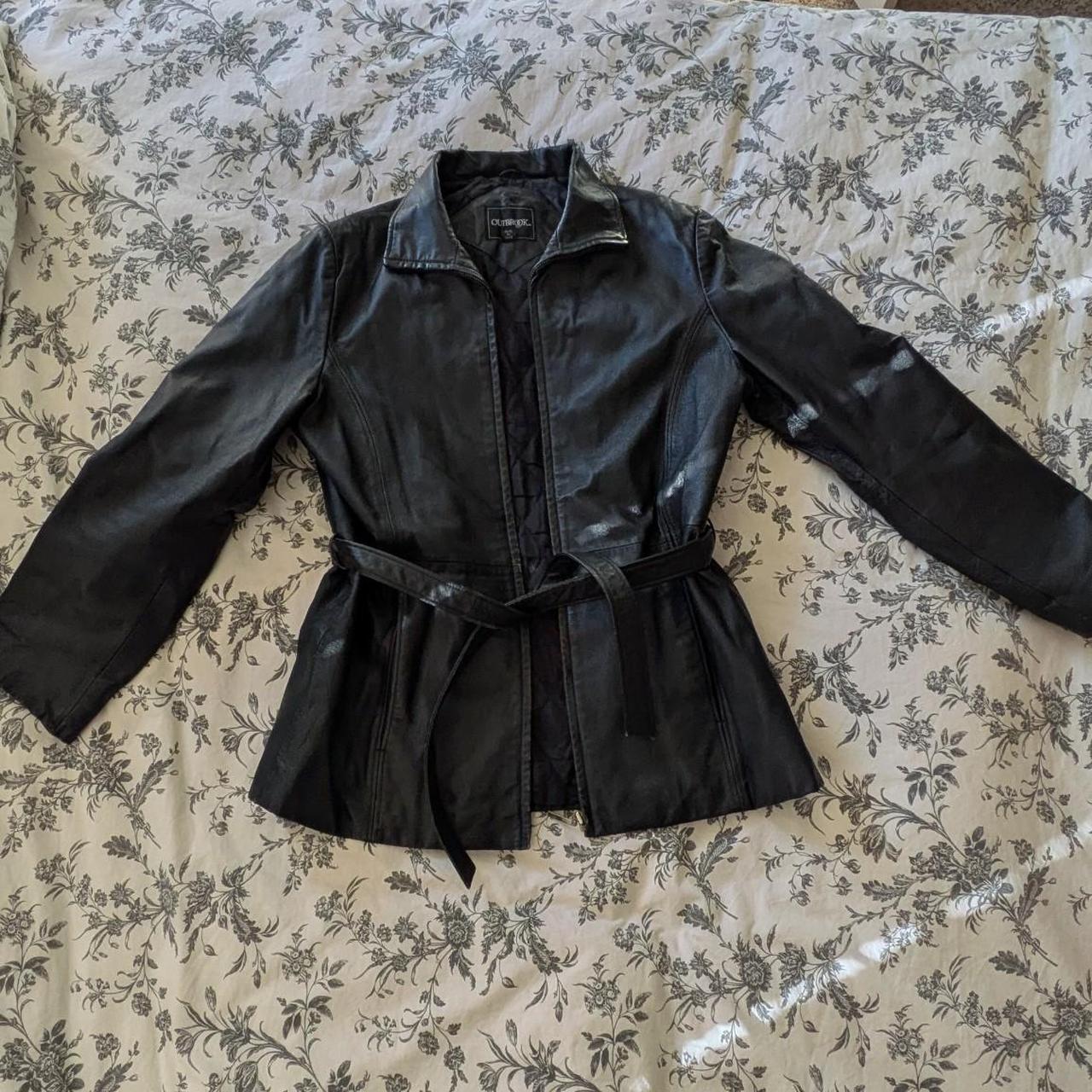 OUTBROOK VINTAGE 00s BLACK BELTED LEATHER... | Depop