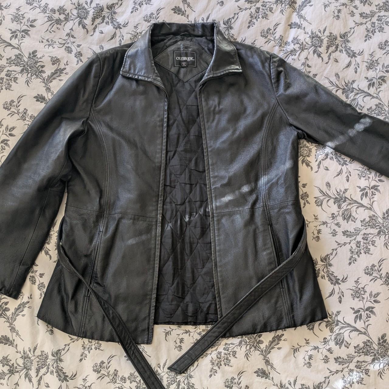 OUTBROOK VINTAGE 00s BLACK BELTED LEATHER... | Depop