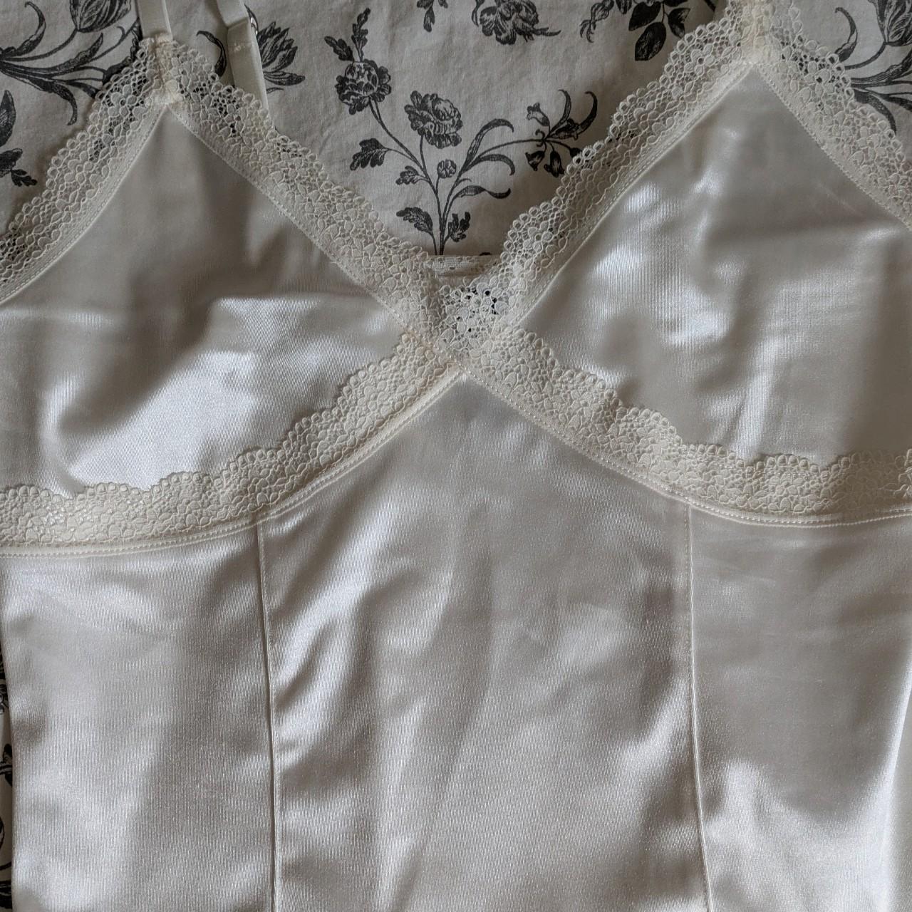 DIVIDED CORSET STYLE CAMI Cream silk cami with lace... | Depop