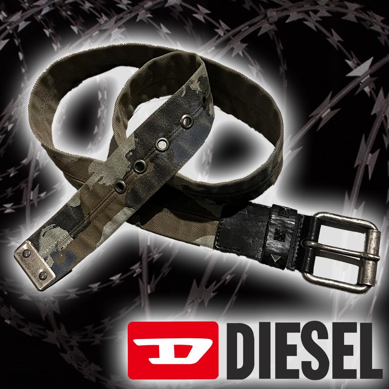 DIESEL CAMO BELT - 36 diesel written on the spikes... - Depop
