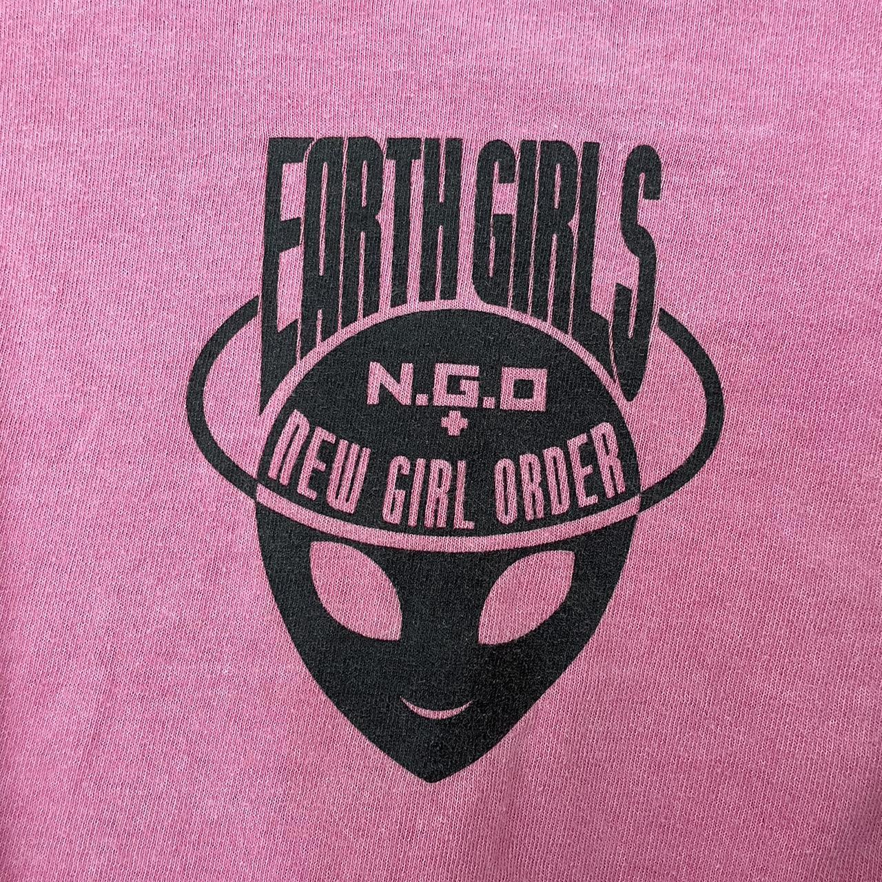 New Girl Order ‘EARTH GIRLS’ pink long sleeve crop... - Depop