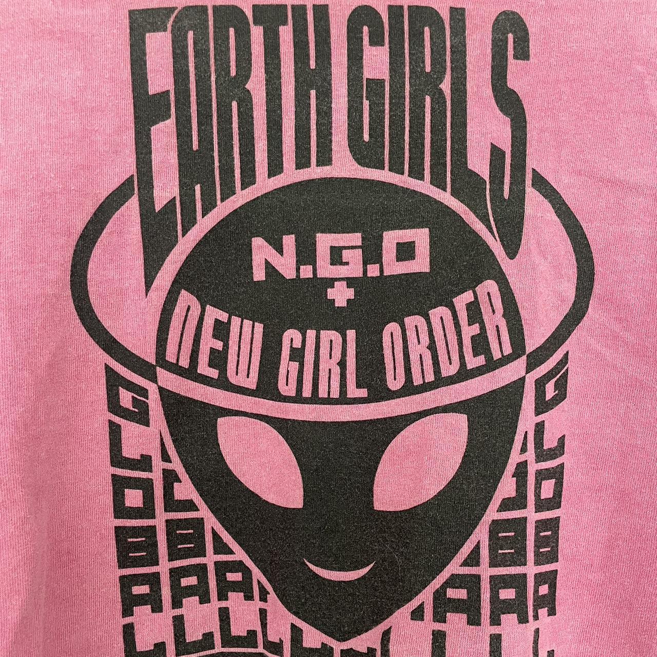New Girl Order ‘EARTH GIRLS’ pink long sleeve crop... - Depop