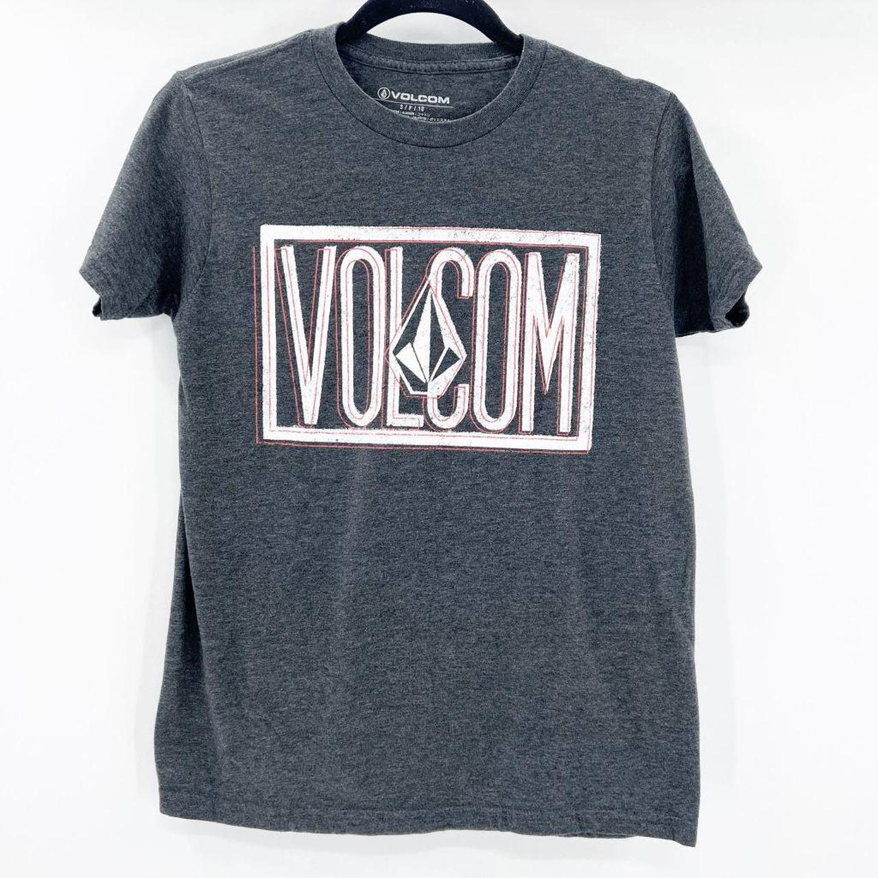 Volcom Men's Grey Graphic Short Sleeve T Shirt Size... - Depop