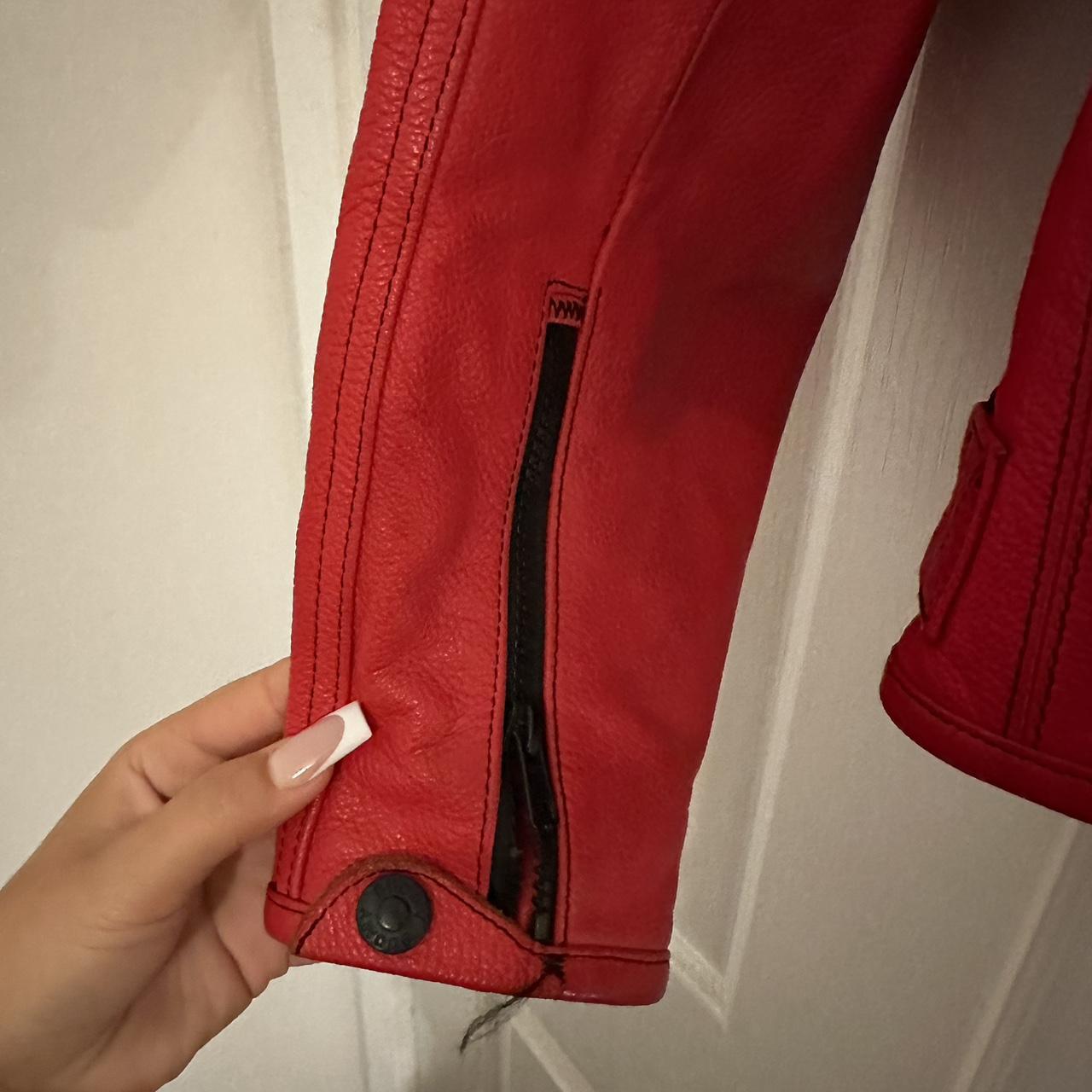 Gorgeous cherry red genuine leather jacket - images... - Depop