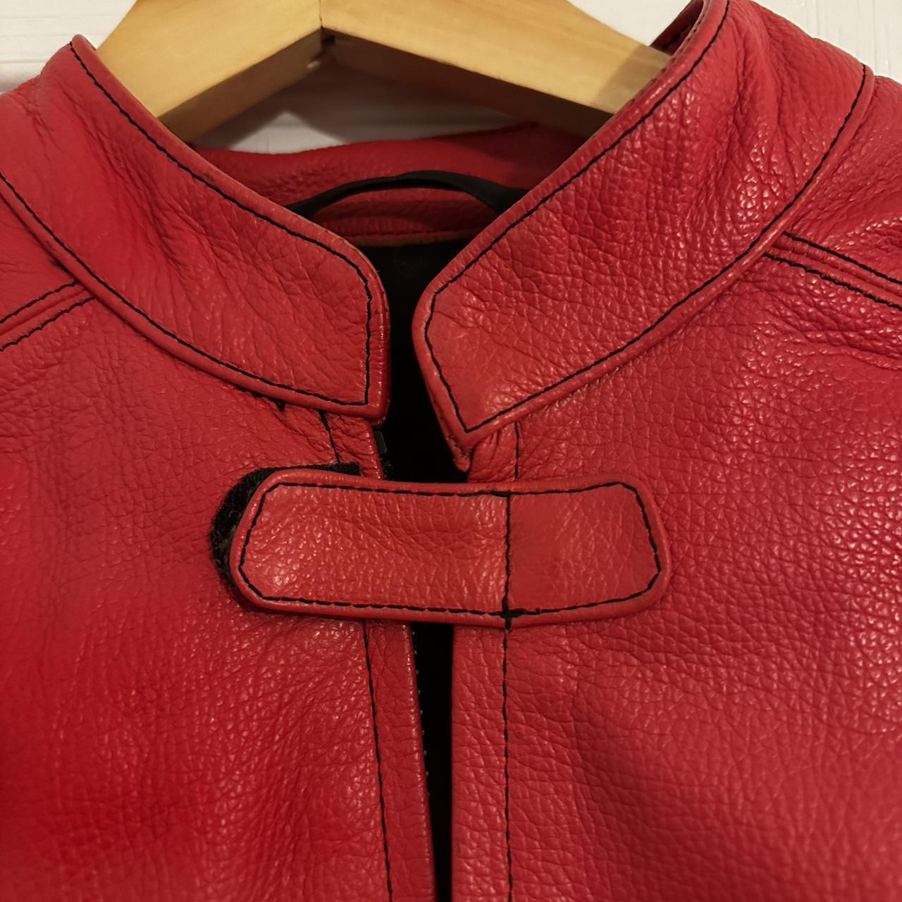 Gorgeous cherry red genuine leather jacket - images... - Depop
