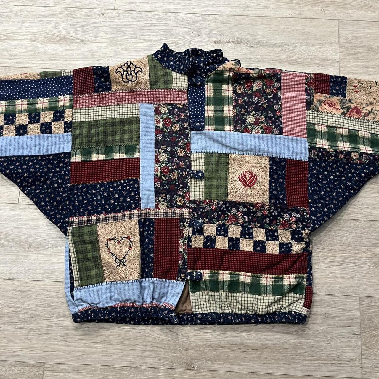 Homemade patchwork quilt jacket No size tag Size L... | Depop