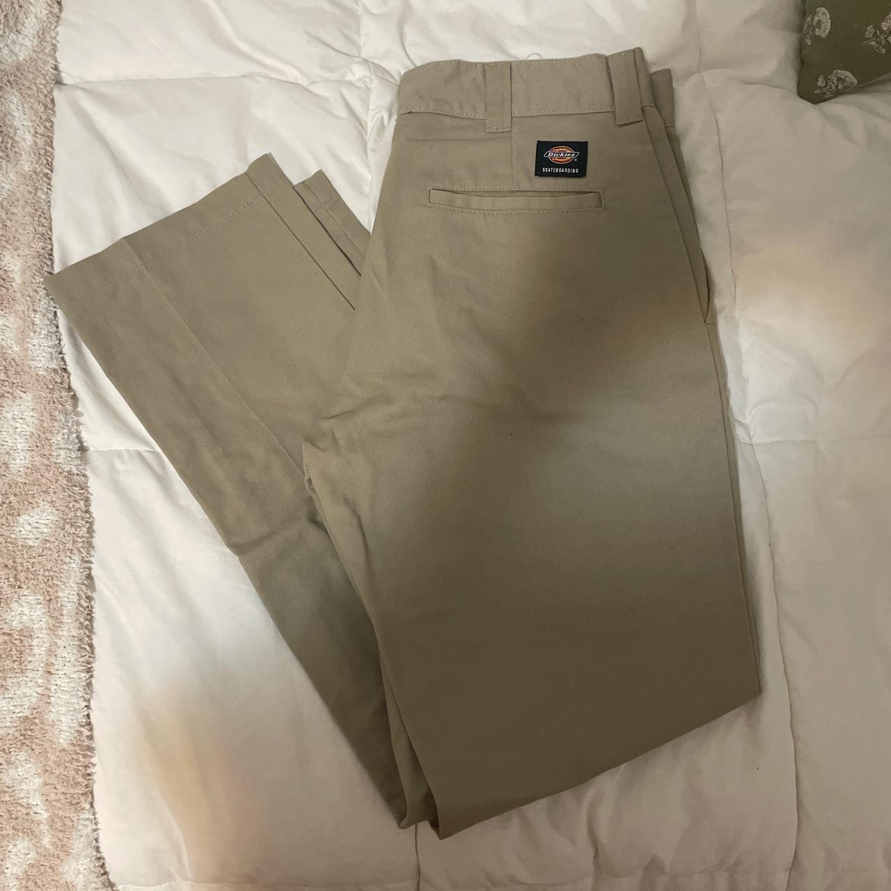 Khaki colored dickie skate pants - Depop
