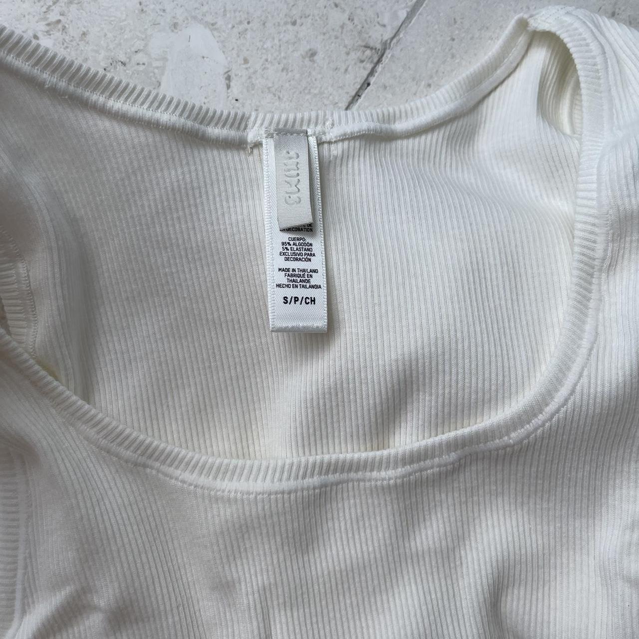 Skims cream/white cotton rib set tank and top size... - Depop