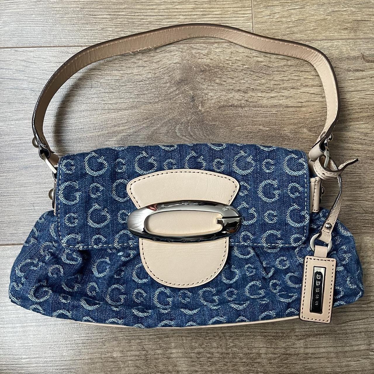 Guess Vintage Denim Monogram Shoulder Bag Flawless Depop