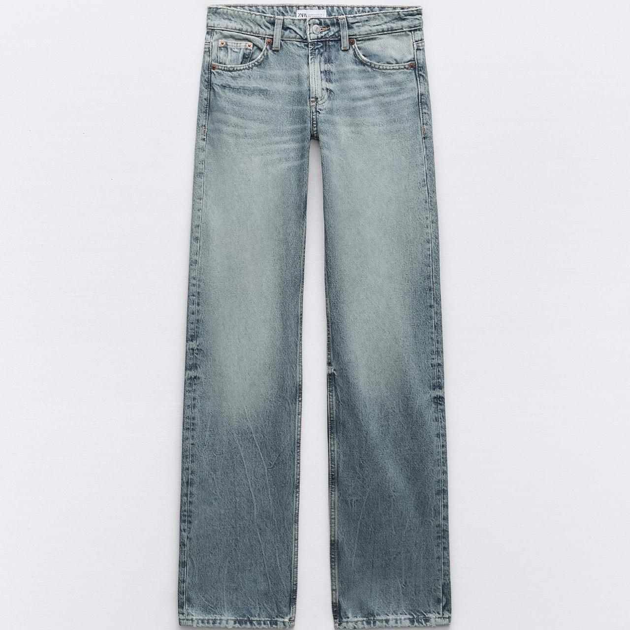 Zara TRF straight low rise jeans blue size uk 12 new... - Depop