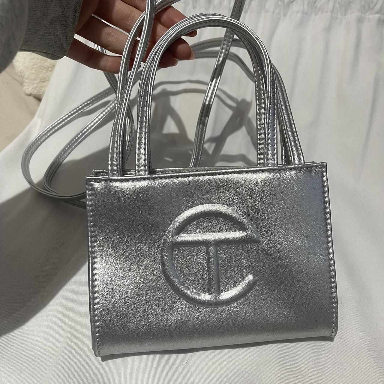 Telfar silver mini bag like new - used only 1 time... - Depop