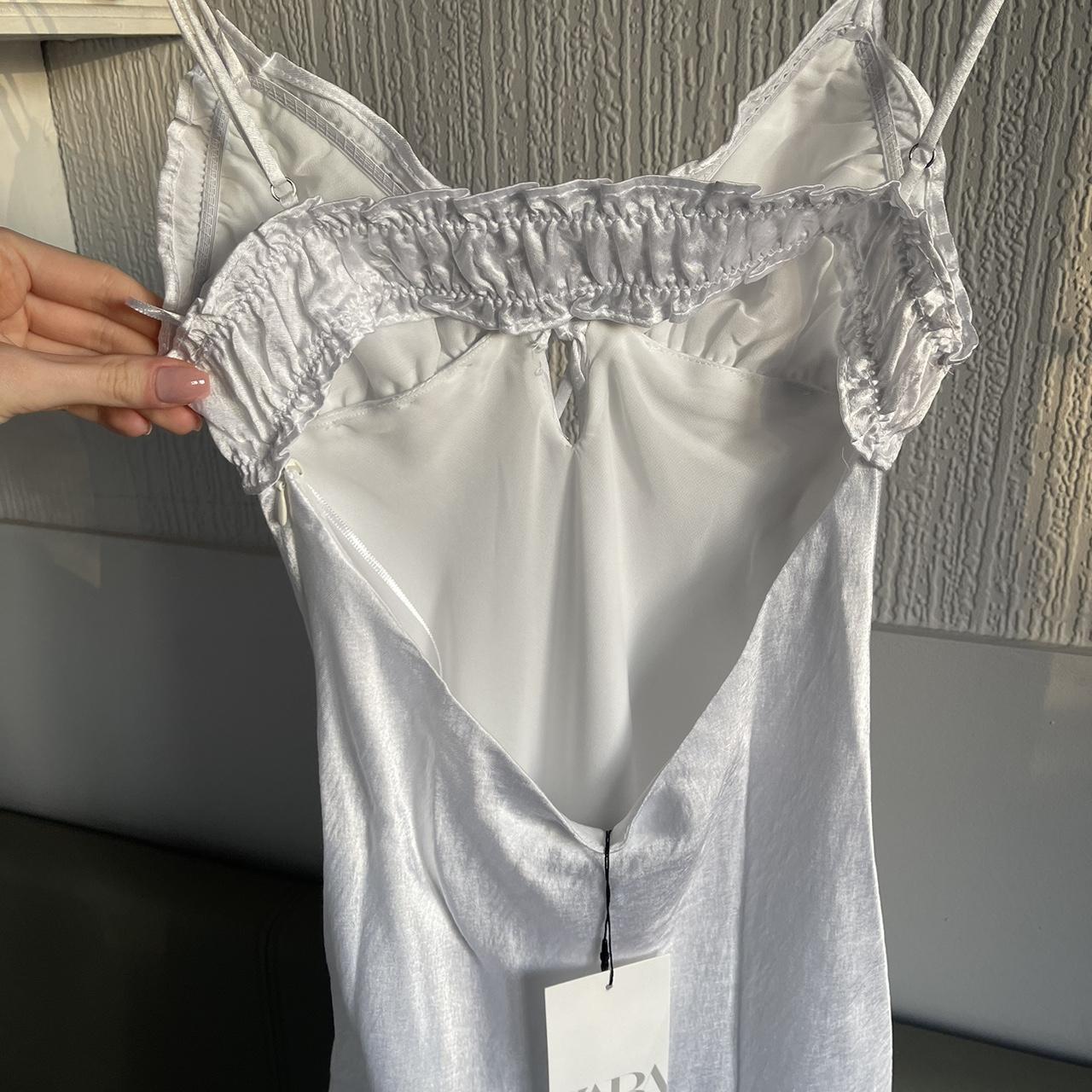 Zara white satin open back long dress size XS, S & M... - Depop