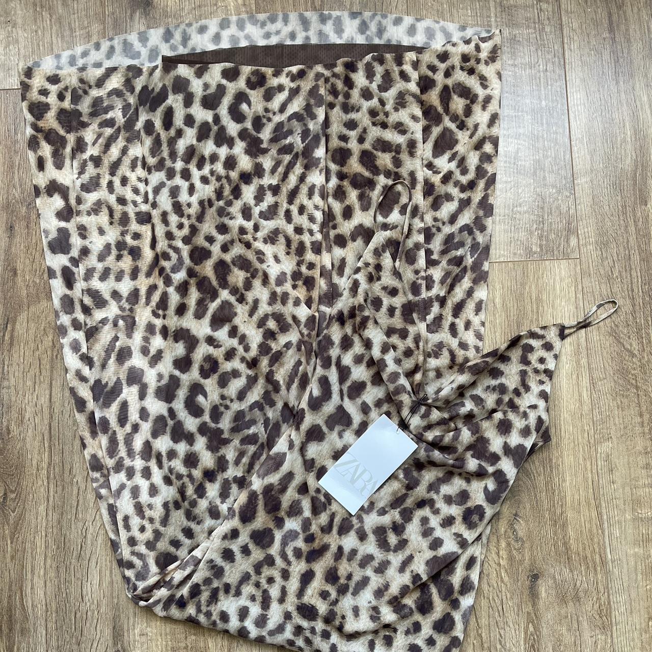 Zara leopard print tulle maxi dress sizes S & M... - Depop
