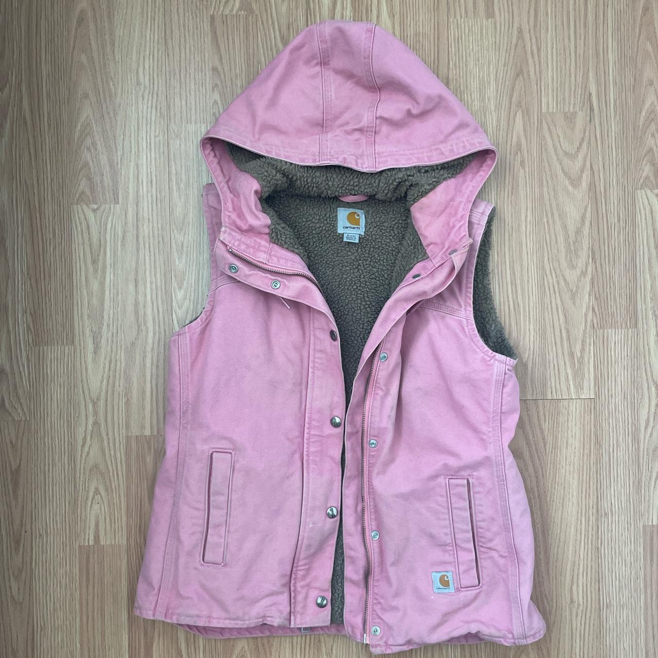 Pink carhartt heavy duty vest. Size small. Good... - Depop