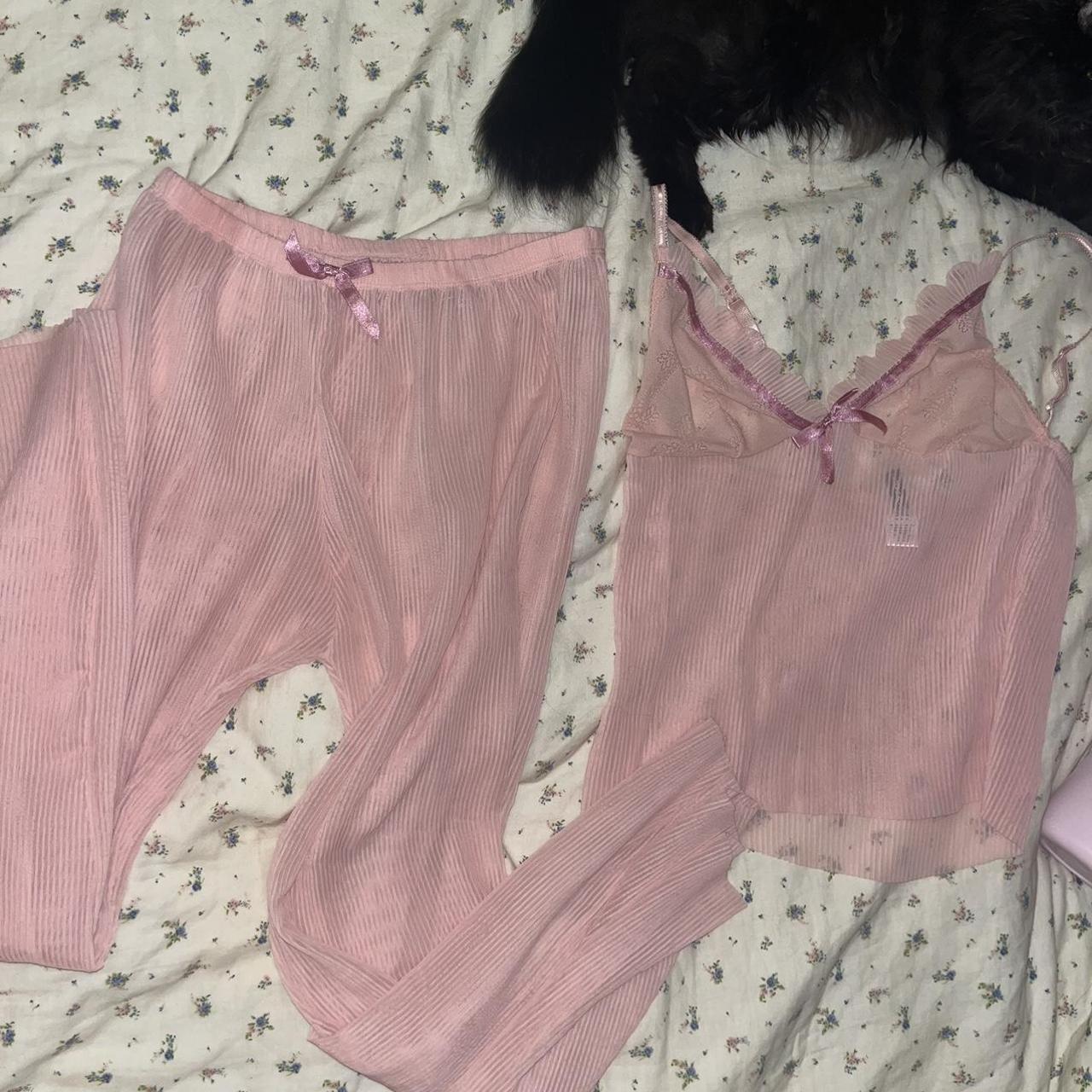 Cute pink PJ set - Depop