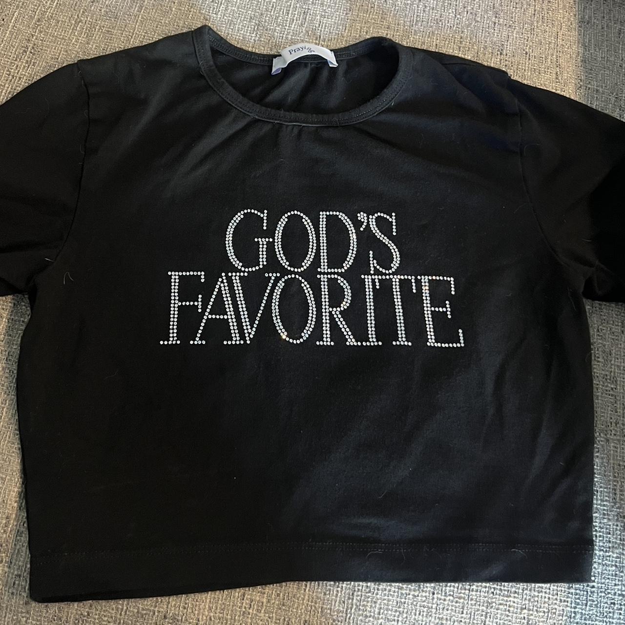 Praying gem stone crop top “god’s favorite” Size s - Depop