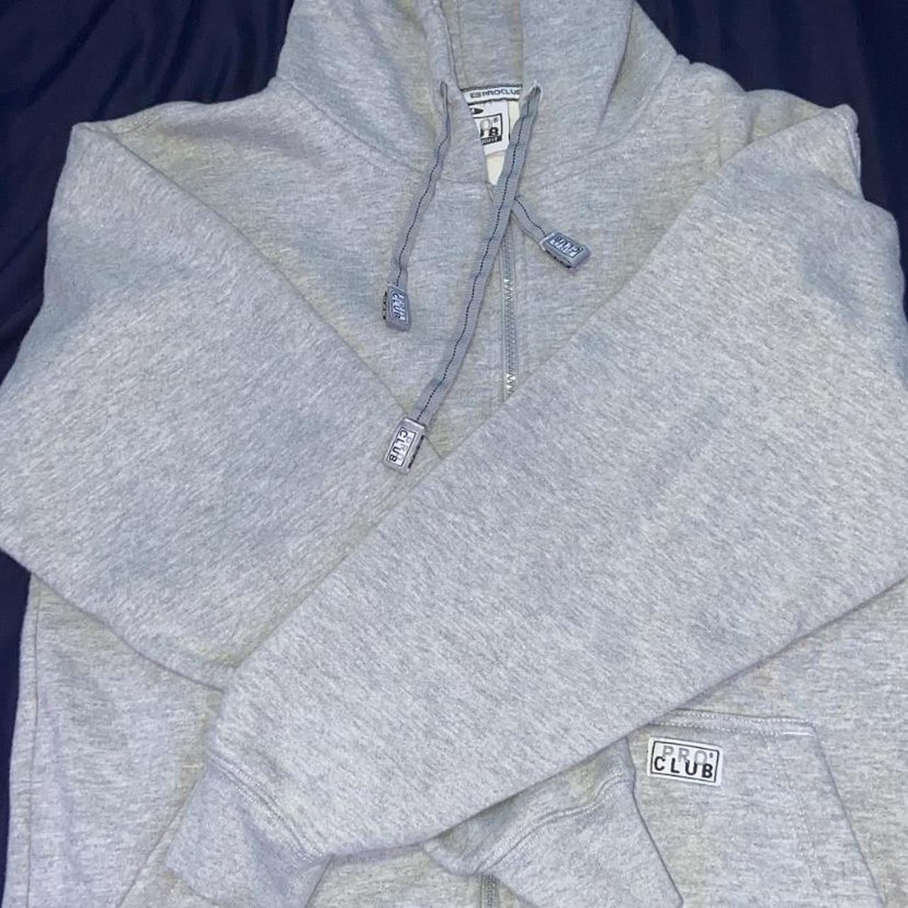 Medium grey Full zip Pro Club hoodie Price... - Depop