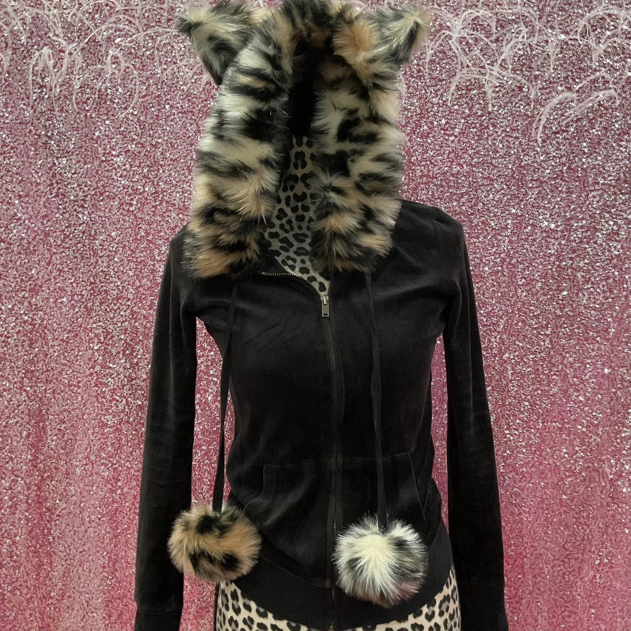 Custom Fur Cat Ear Zip Up 🐈‍⬛ ♡ Velour zip up hoodie... | Depop
