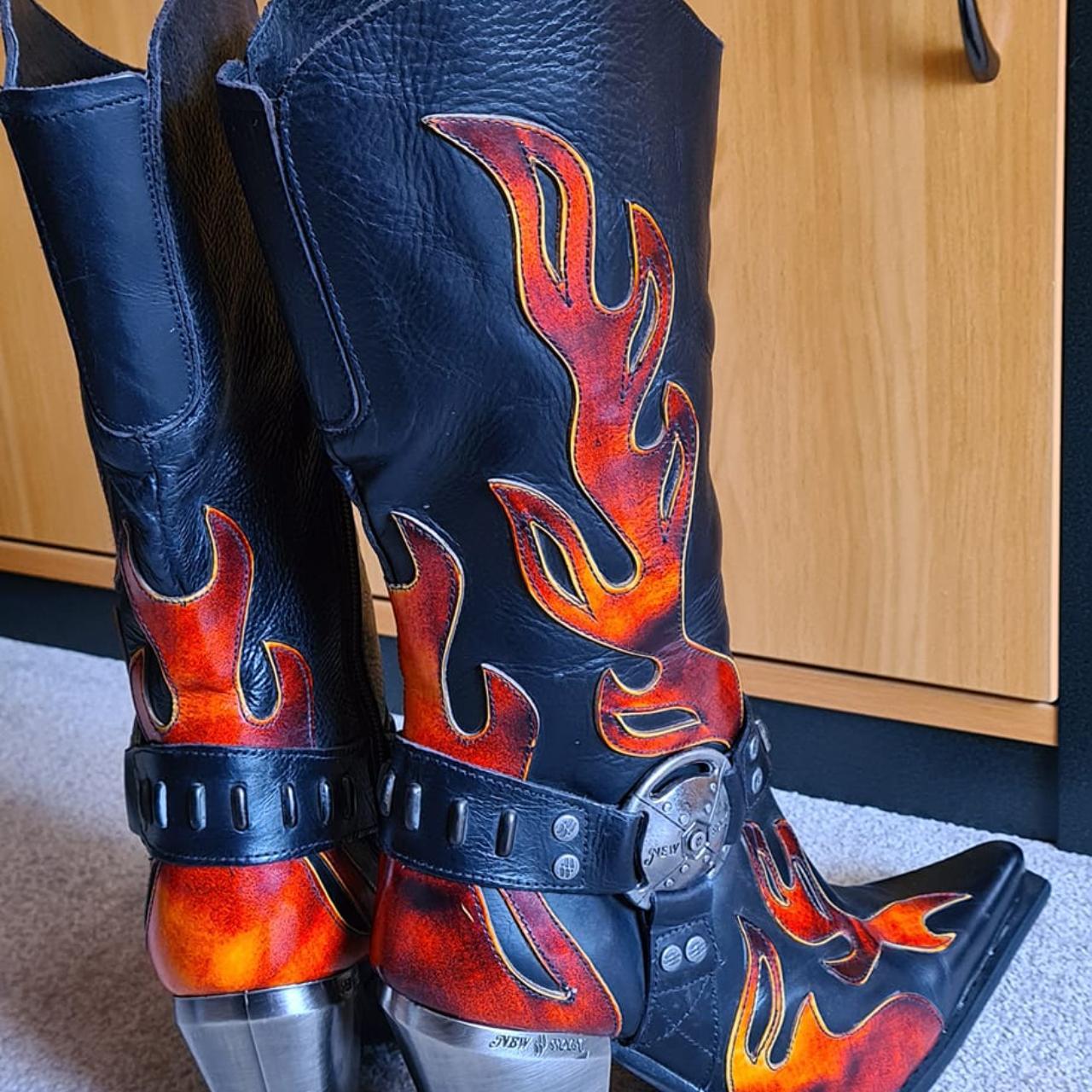 New Rock Flame Cowboy boots Size EUR 41 and US 9.5.... - Depop