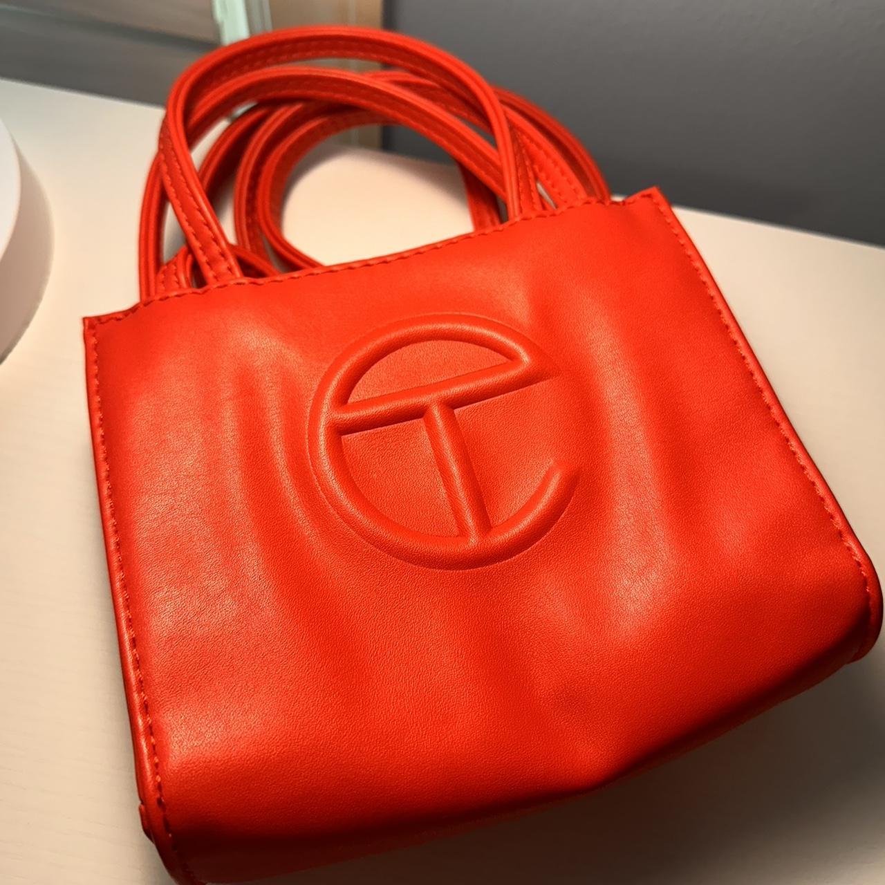 Telfar red mini tote bag with logo detail #Telfar | Depop