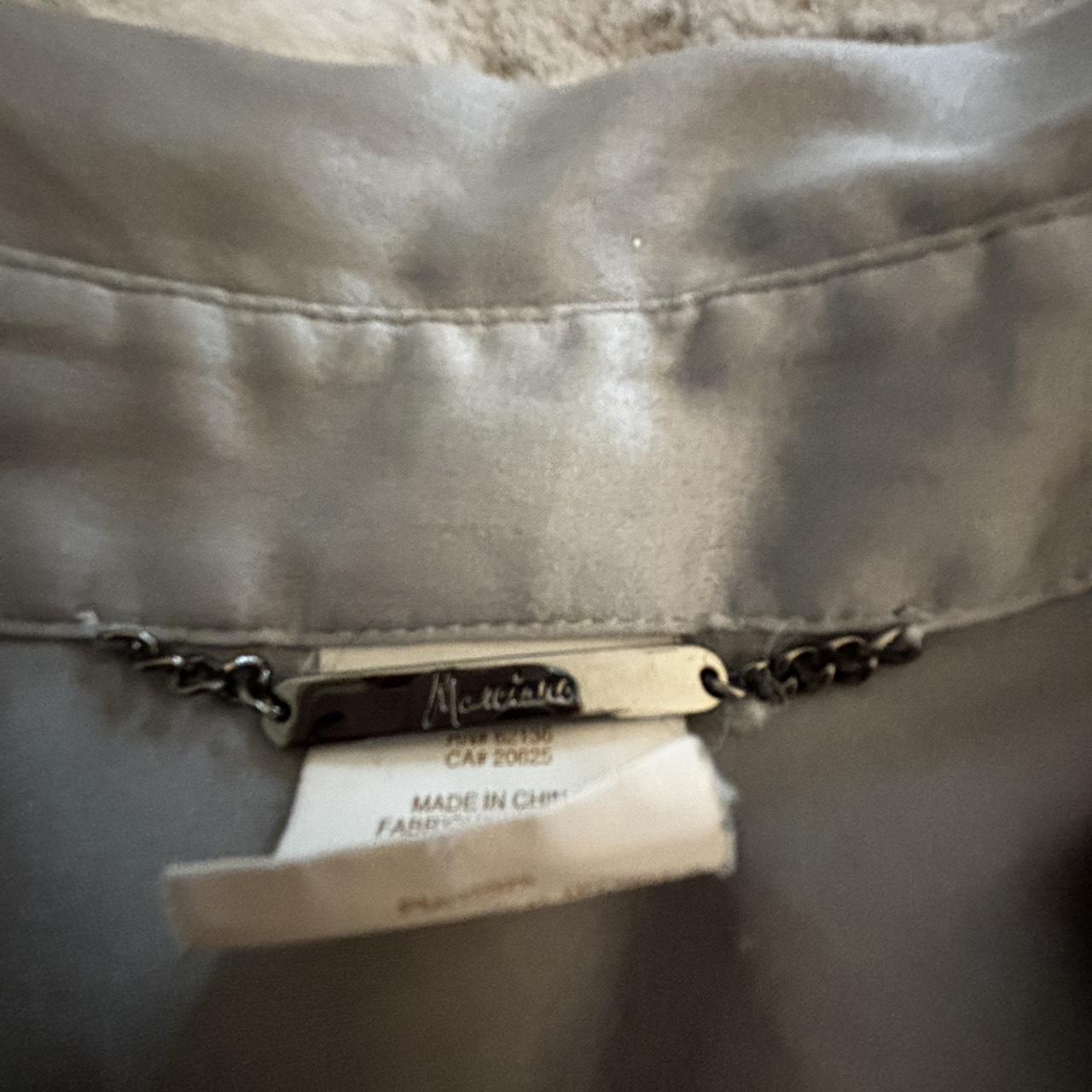 vintage gray ruffle button up long sleeve slightly... - Depop