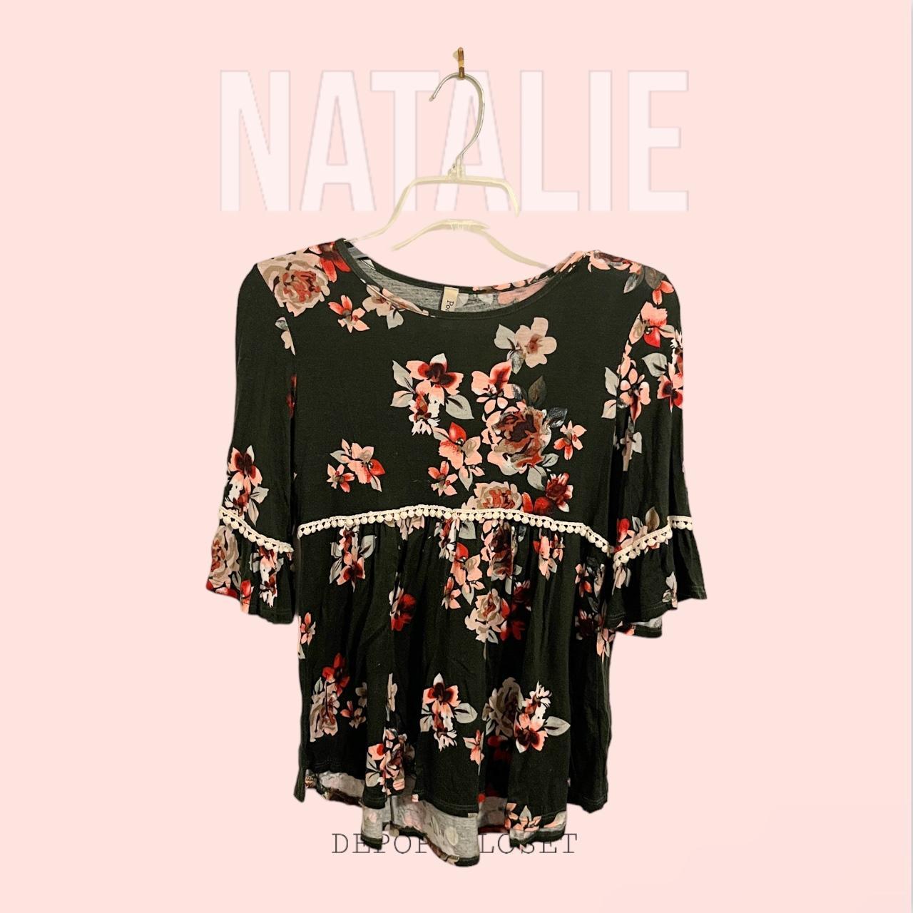 Green floral babydoll blouse Brand: Pomelo Size: not... - Depop