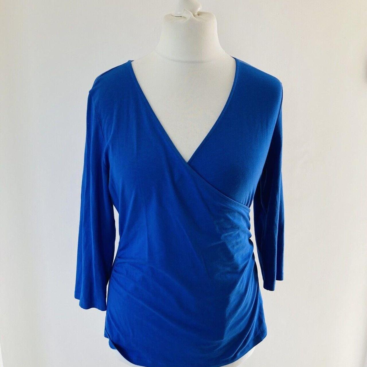 Kettlewell L Faux Wrap 3/4 Sleeve Top Lobelia Blue... - Depop