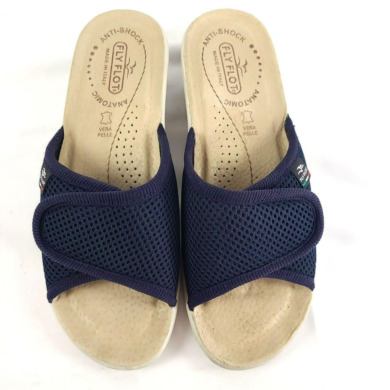 Fly Flot Womens US 5.5 / 37 Slide Wedge Sandals Navy... - Depop