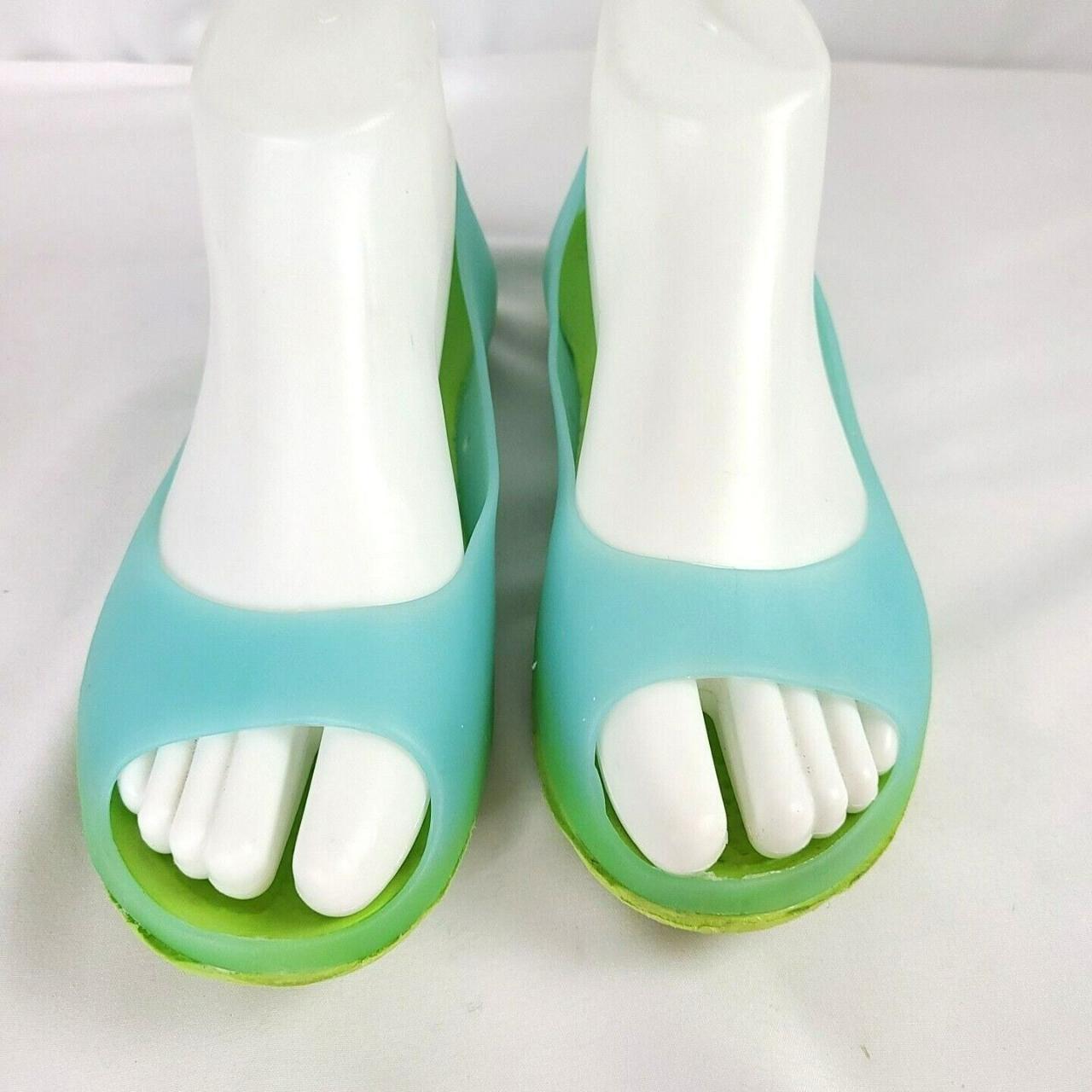 Crocs Peep Toe Blue & Green Vegan Ballet Comfort... - Depop