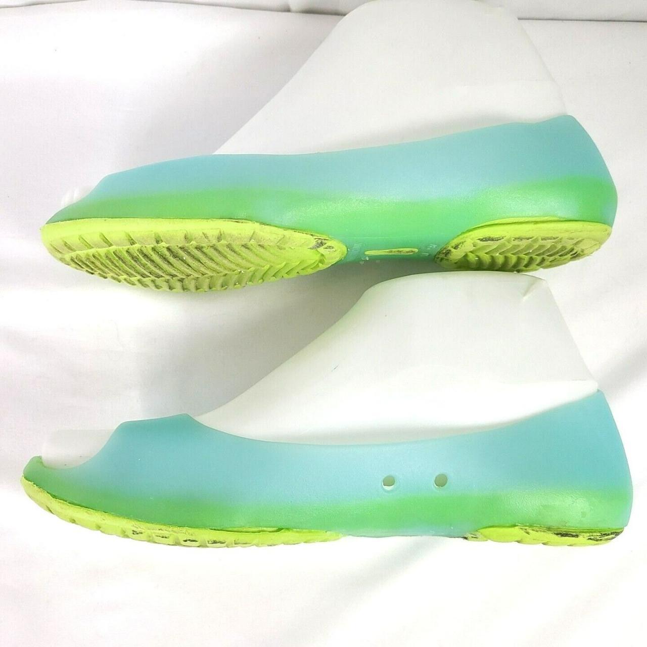 Crocs Peep Toe Blue & Green Vegan Ballet Comfort... - Depop