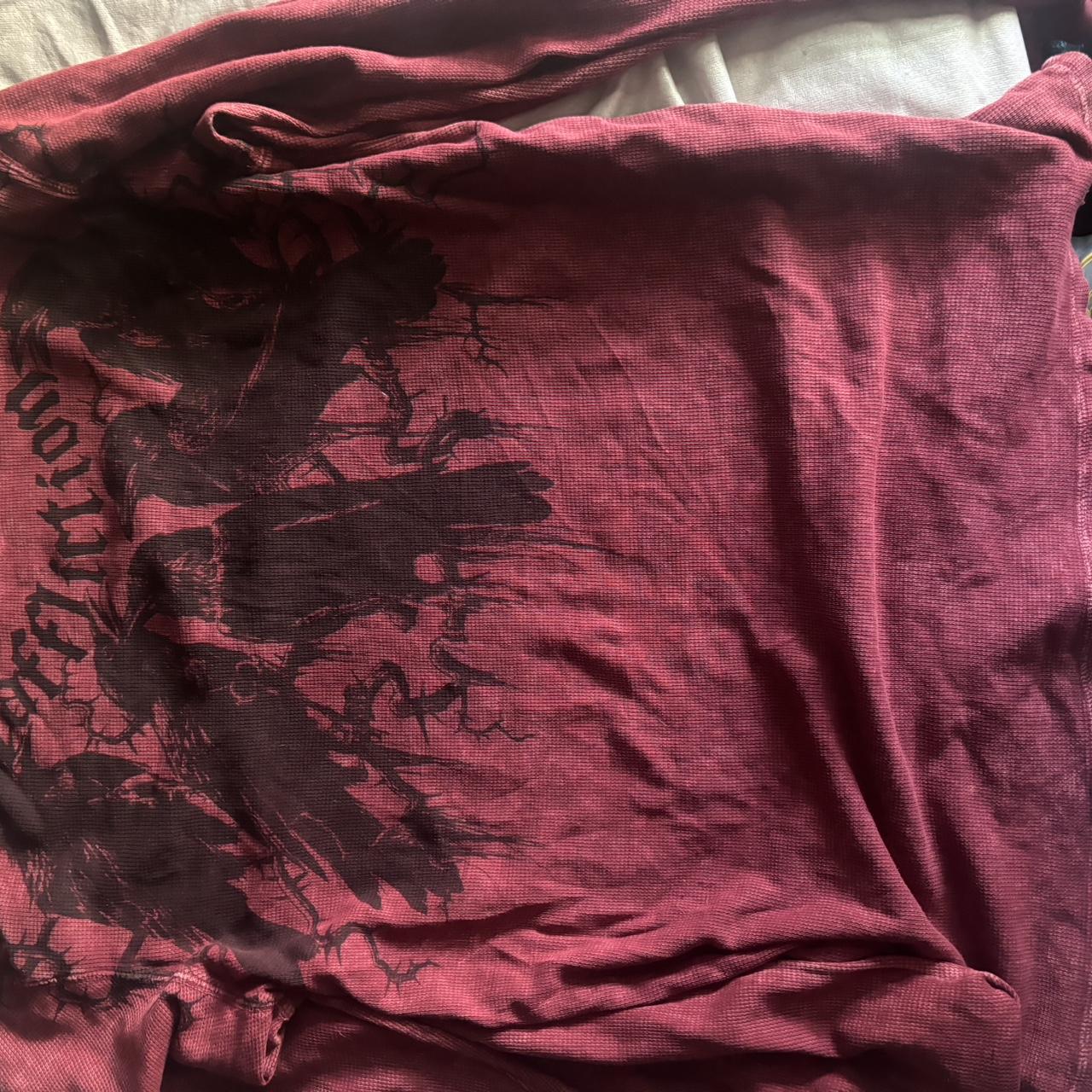 thermal red crows affliction shirt worn once like new - Depop