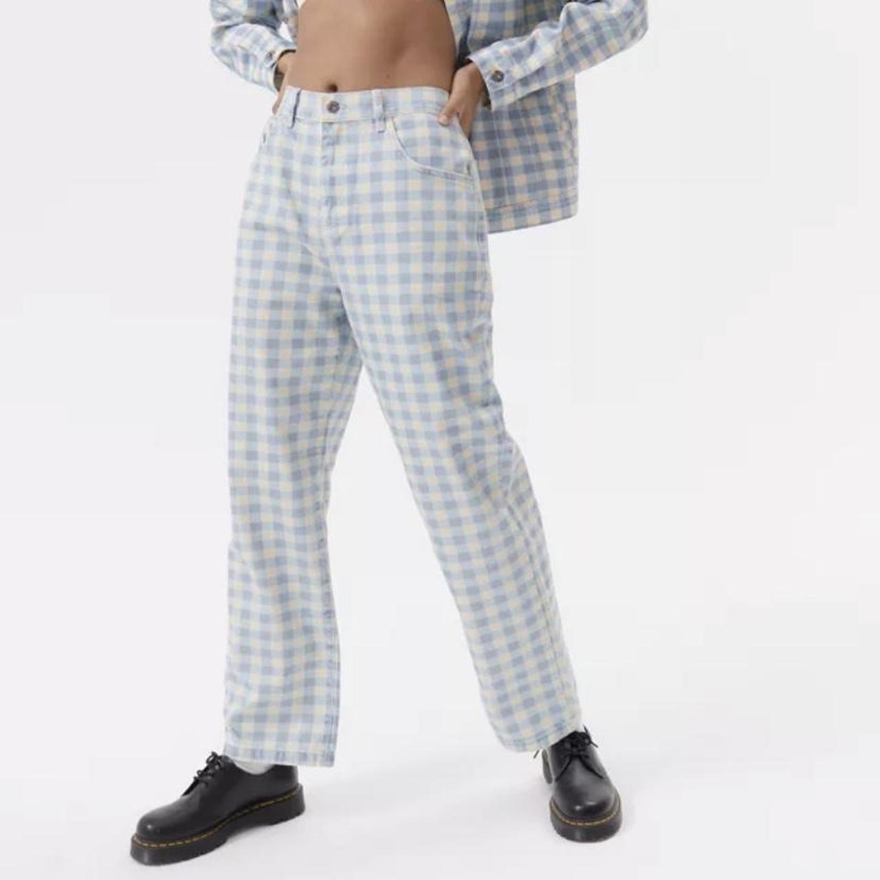 kickers gingham high waisted jeans from urban... - Depop