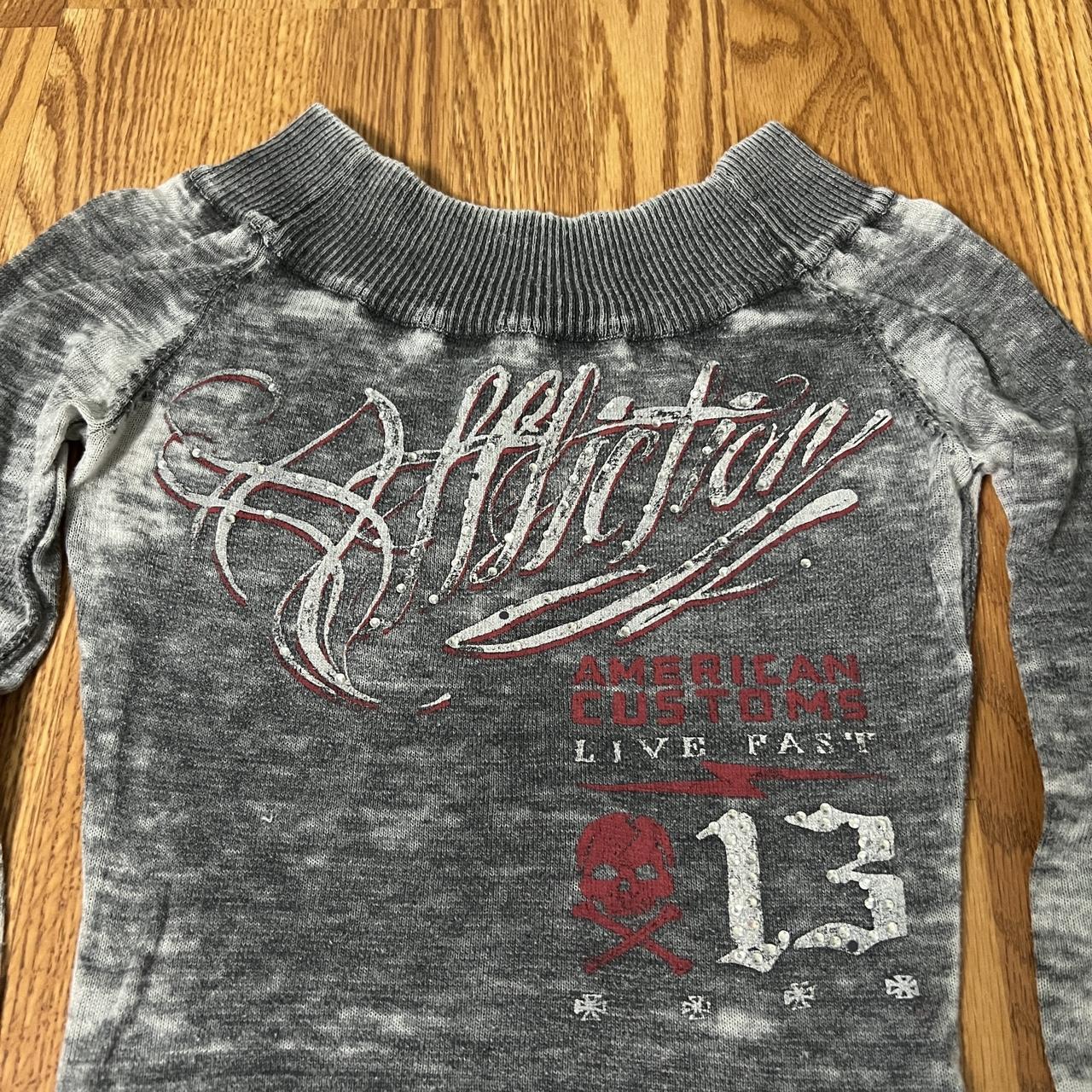 Affliction Y2K Thin Thick Neck Top - Size XS Laced... - Depop