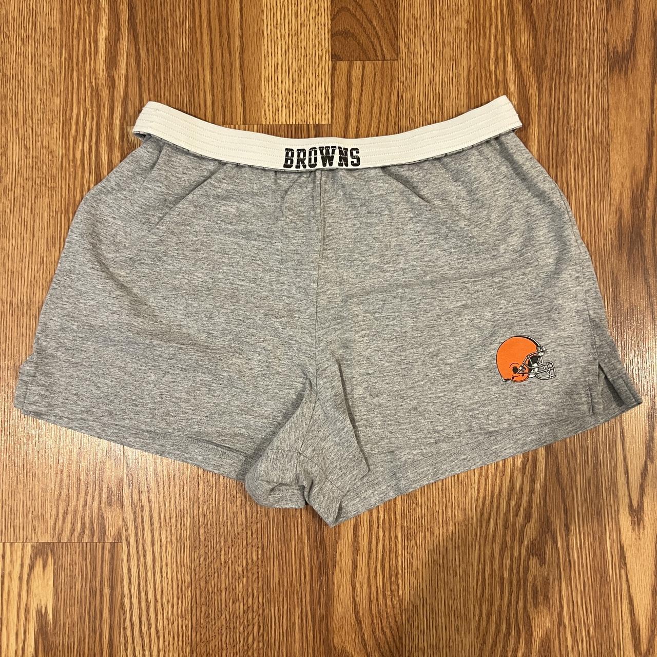 Vintage NFL Cleveland Browns Grey Booty Shorts -... - Depop