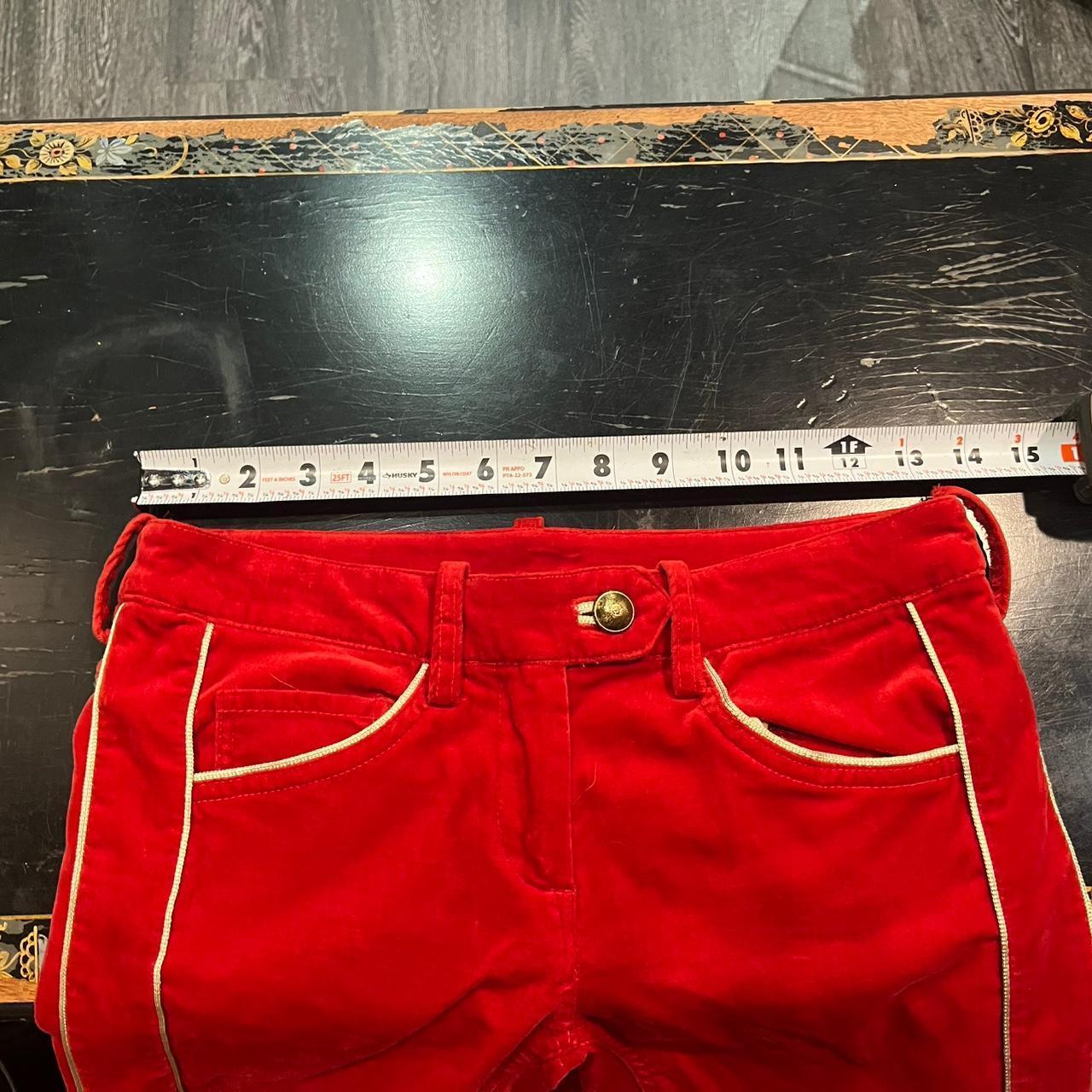 Isabel Marant Red Velvet Pants with Gold Trim – Size... | Depop