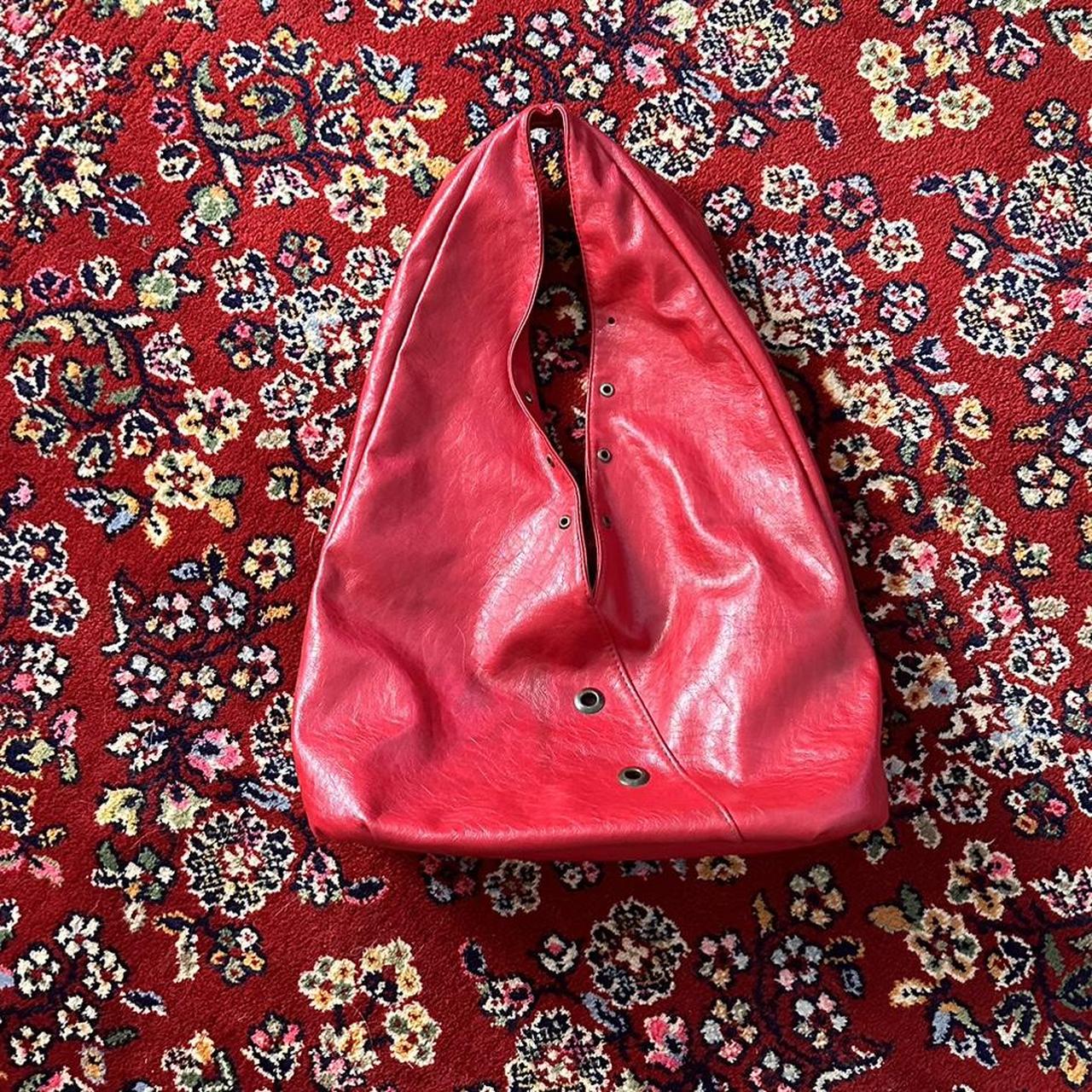 Red leather hobo slouchy shoulder bag In good... - Depop