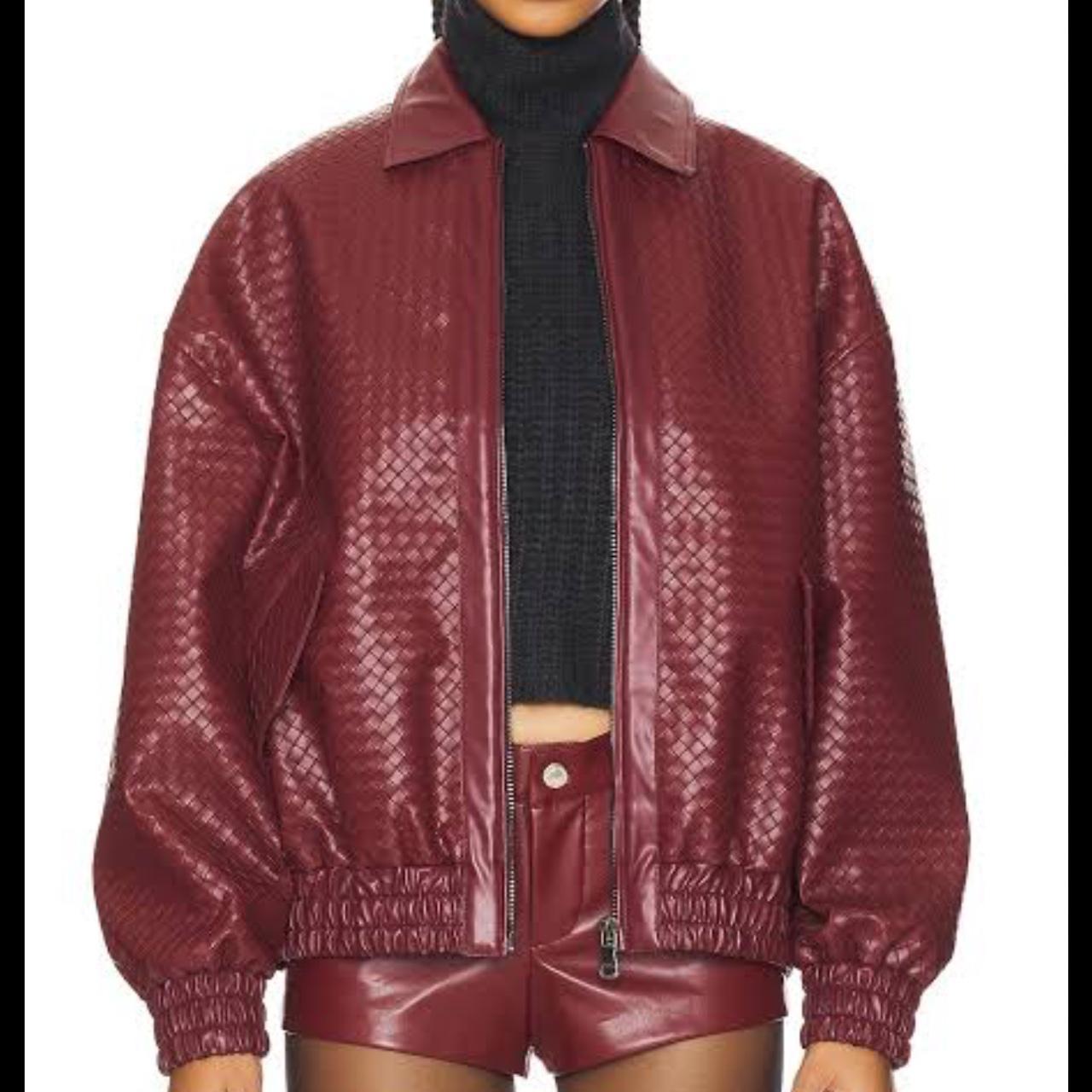 LIONESS Burgundy leather bomber jacket... | Depop