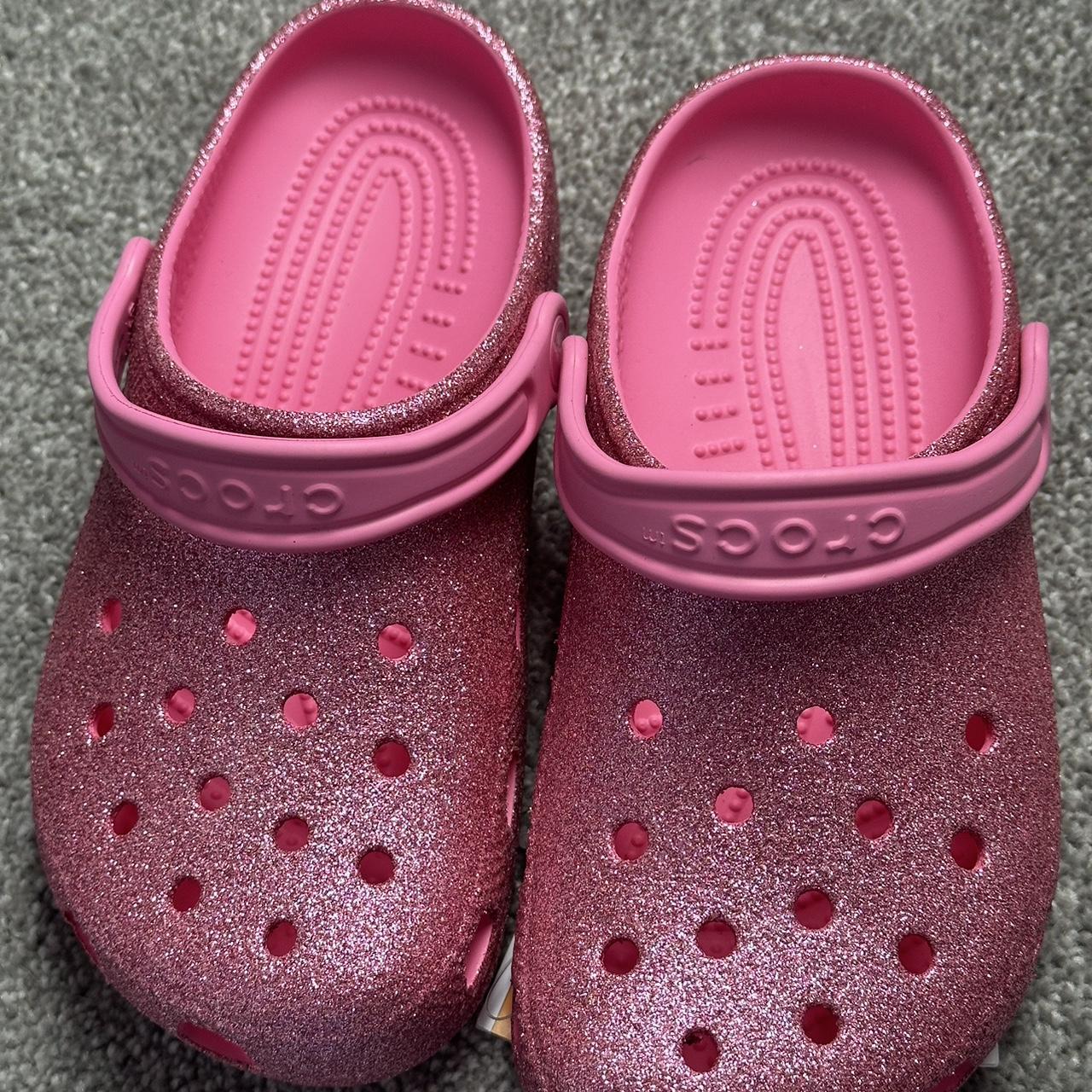 Pink glitter crocs - Depop