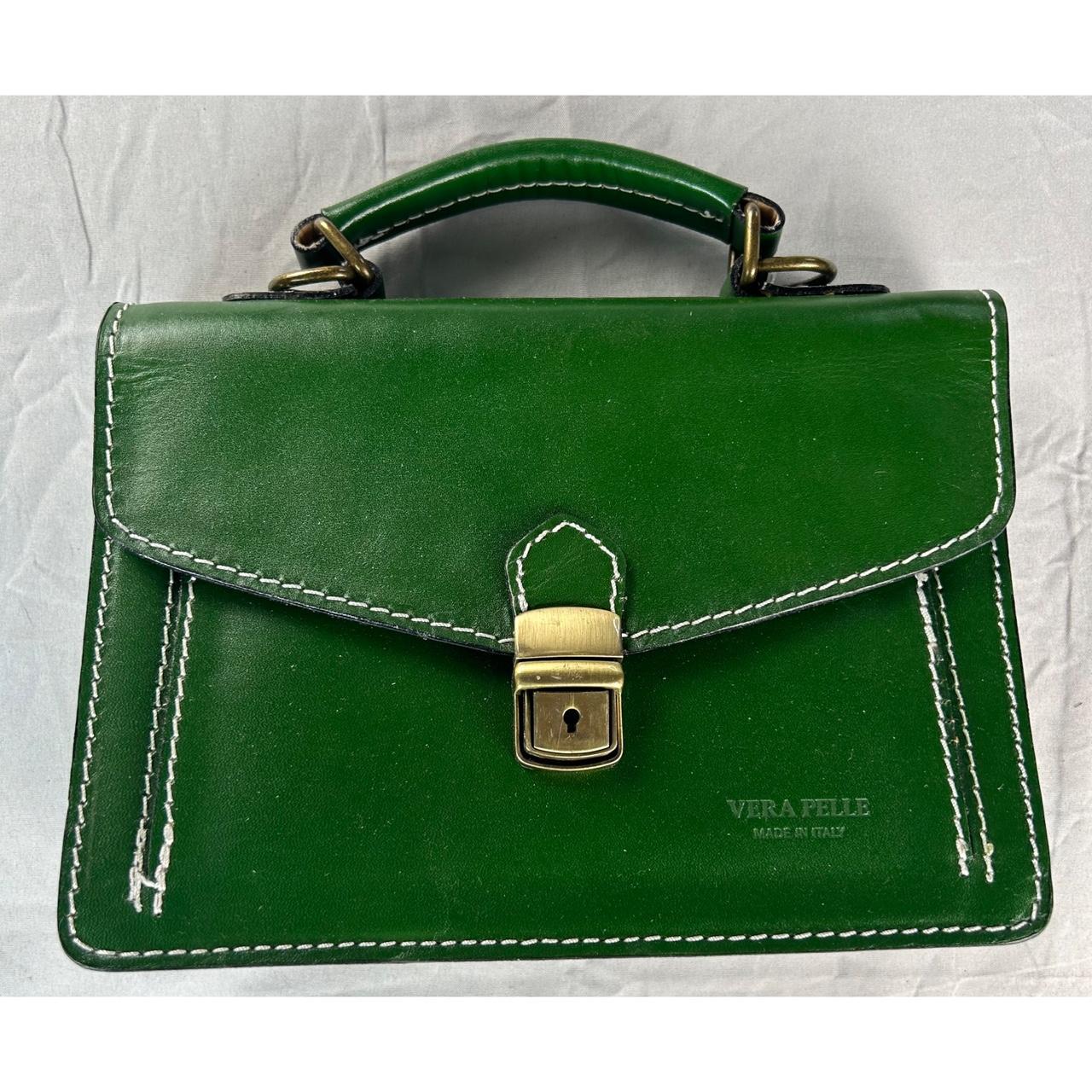 RARE Vera Pelle Briefcase Handbag Genuine Italian... - Depop