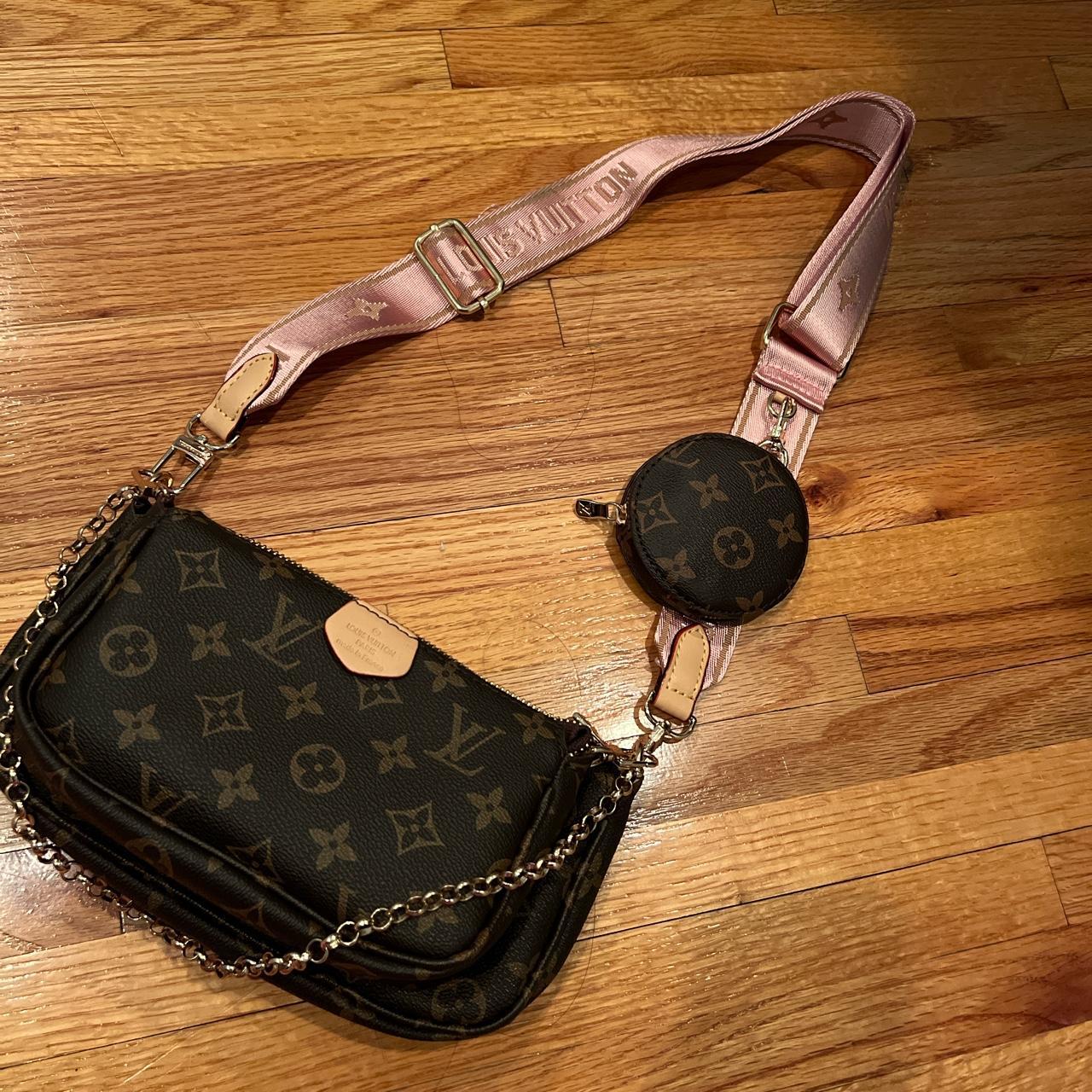 louis vuitton multi pochette with pink strap and red... - Depop